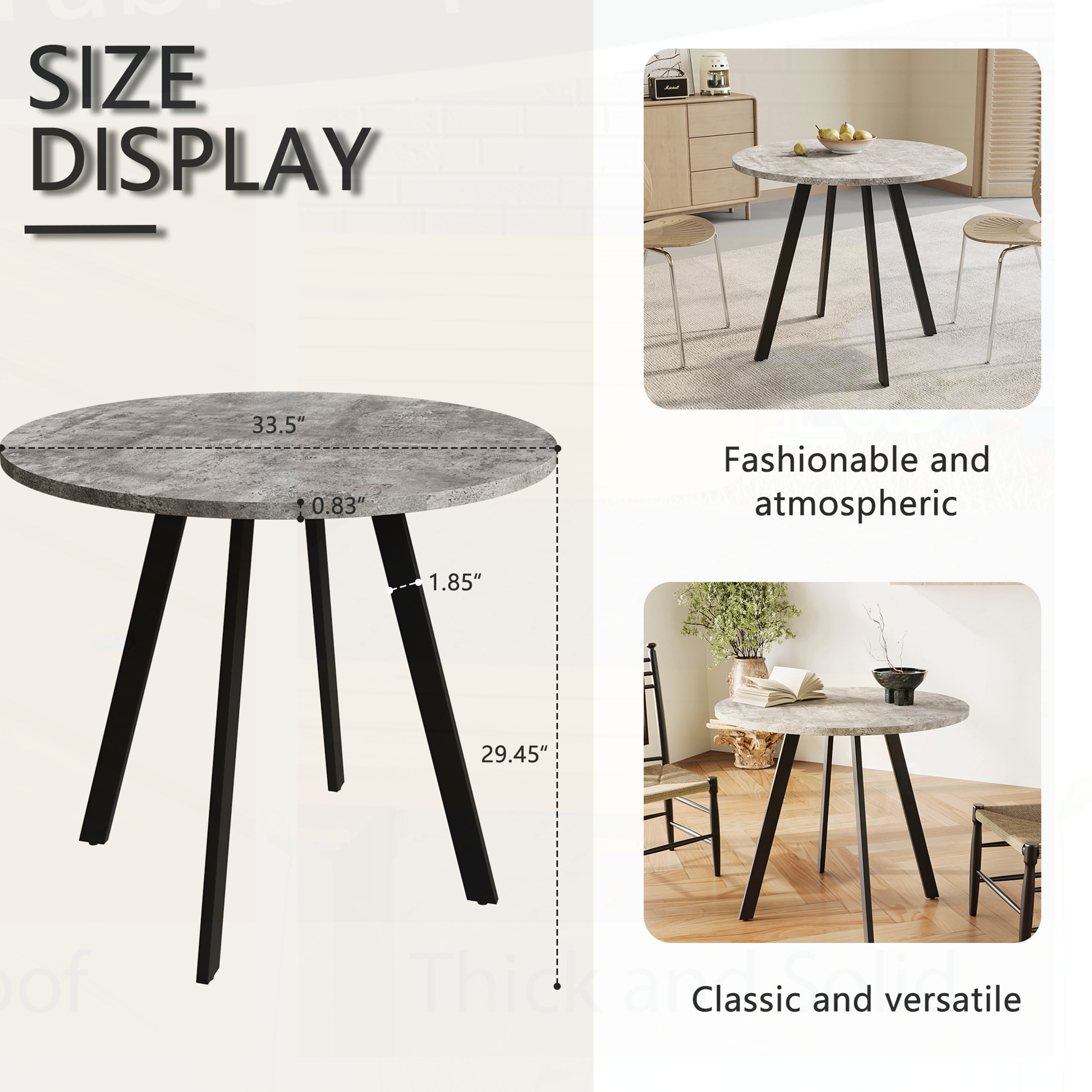 Rongeng Modern minimalist circular dining table, gray cement texture ...
