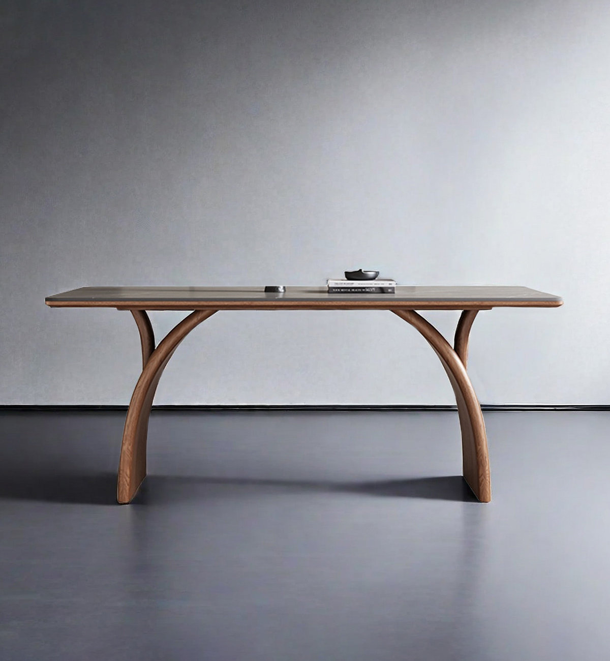 Orren Ellis Light luxury rectangular dining table with a sintered stone ...