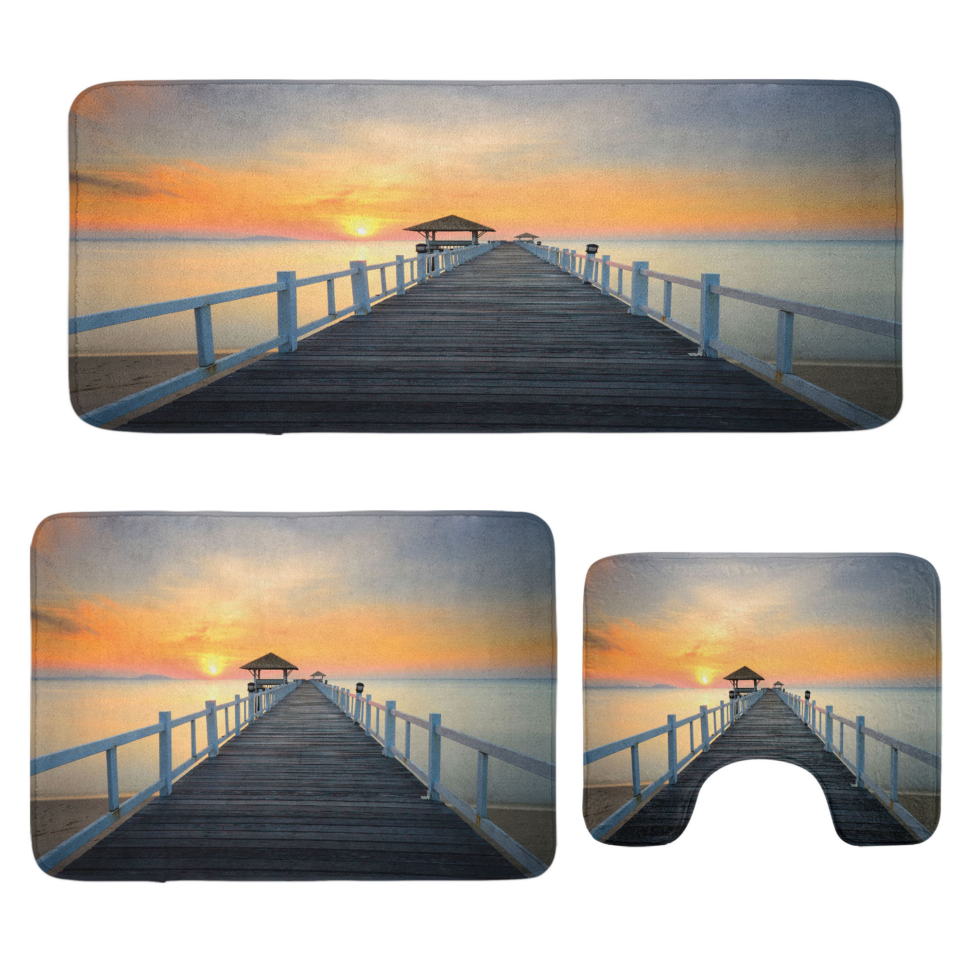 East Urban Home Nautical Bathroom Rug Set 3 Pieces U-Shape & Rectangle ...