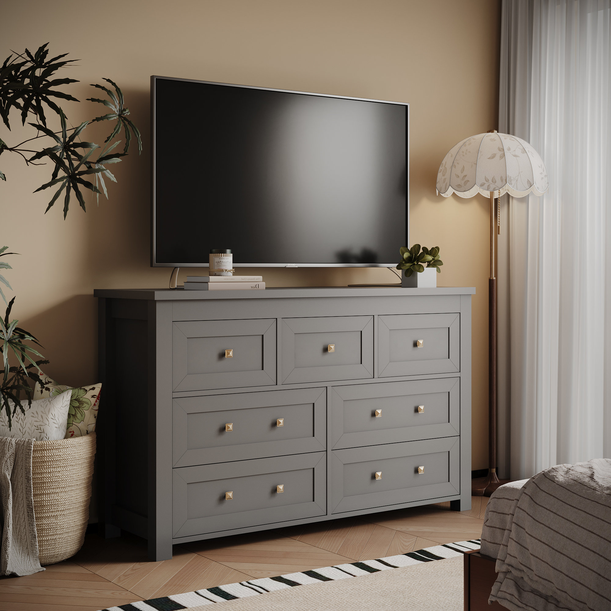 Winston Porter Teneasha 7 - Drawer Dresser 47''W Wooden Sideboard,Table ...