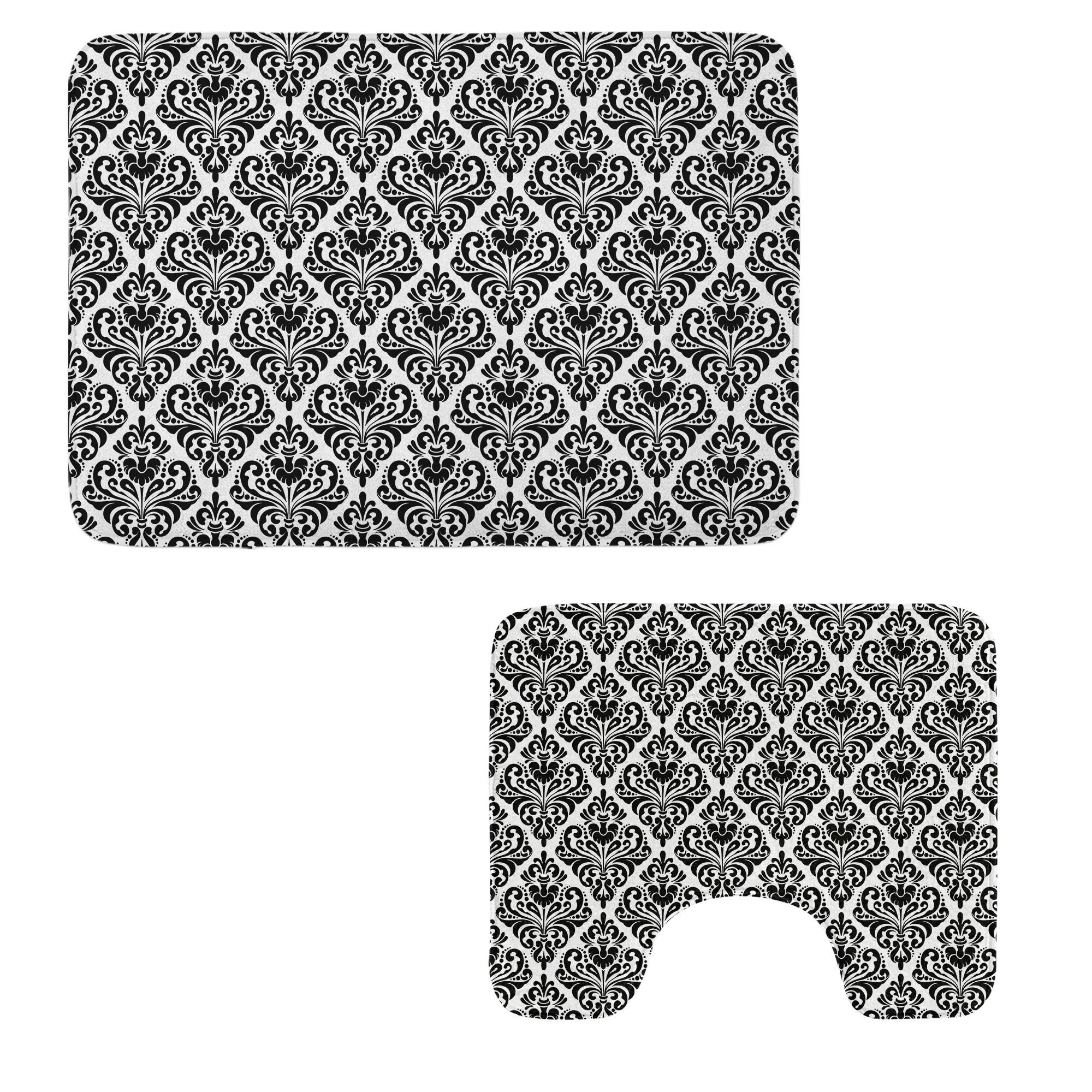 Fleur De Lis Living Damask Bathroom Rug Set 2 Pieces Rectangle ...