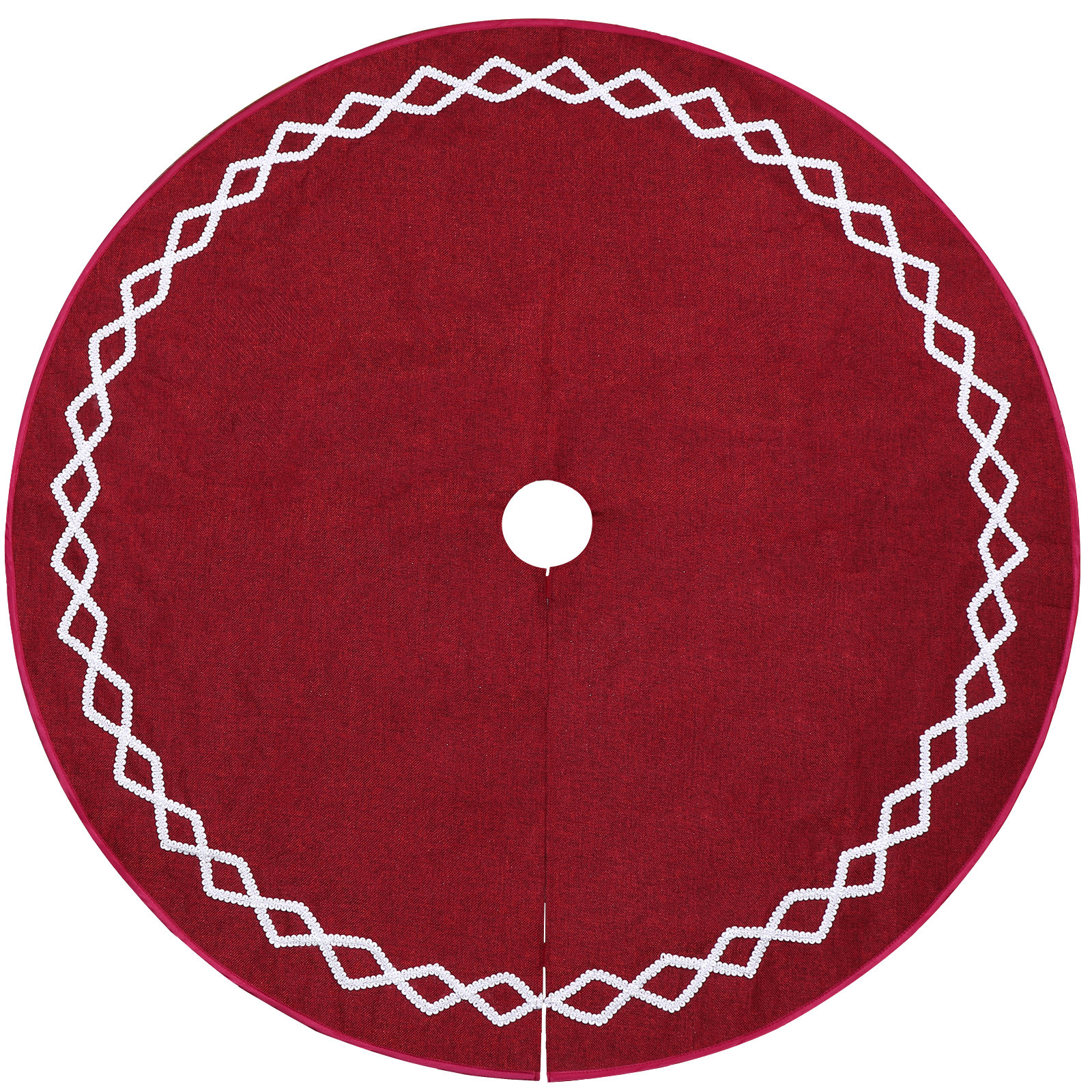 The Holiday Aisle® Christmas Tree Skirt, 48 inches Large Burgundy ...
