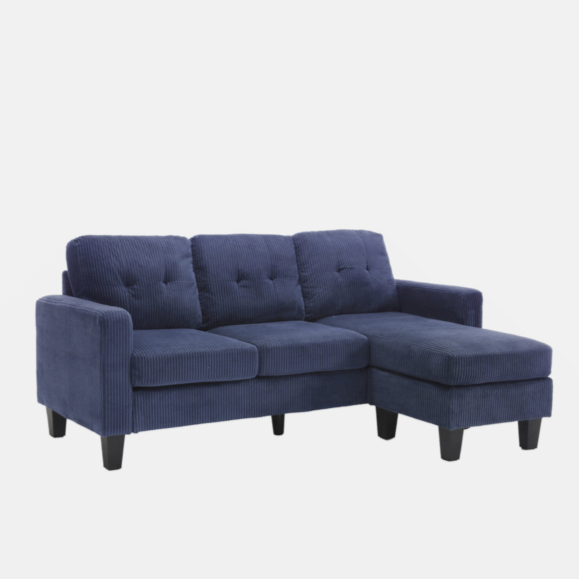 Mercer41 Velvet Sectional Couch , L Shaped Sofa With Ottoman For Small ...