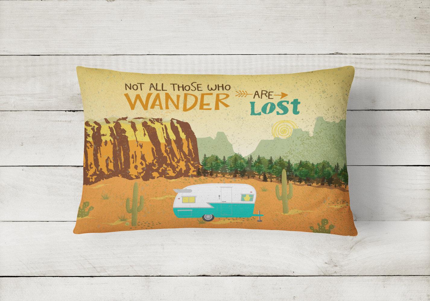 Caroline's Treasures Retro Camper Camping Wander Lumbar Pillow | Wayfair