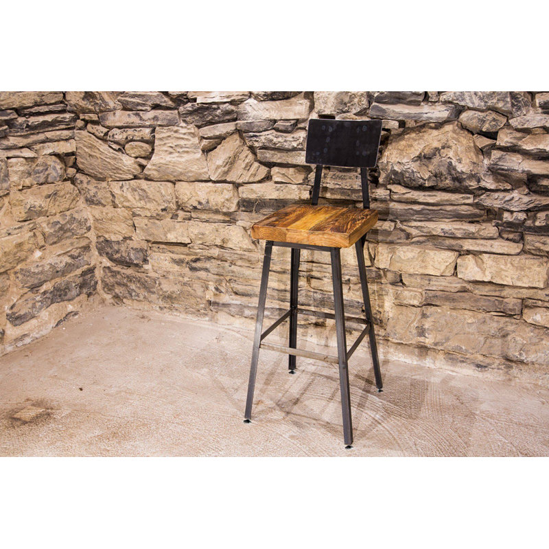 The Strong Oaks Woodshop Counter Stool with Metal Frame | Wayfair