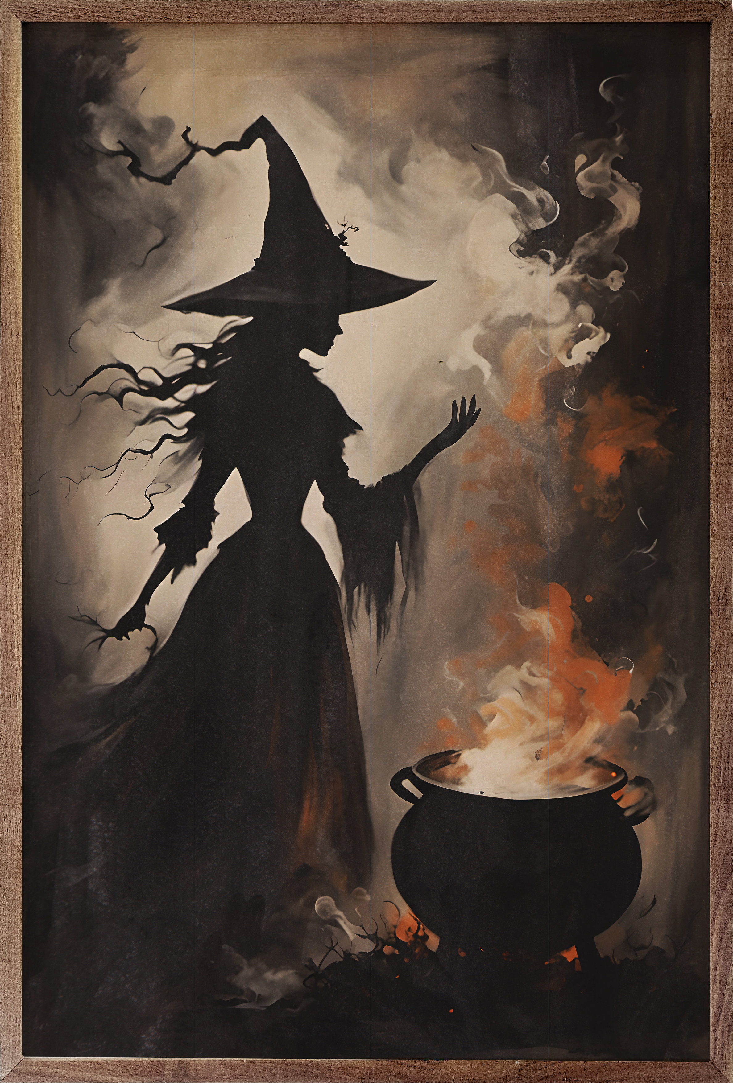 Wrought Studio™ " Magic And Mystery Witch With Cauldron " on Wood ...