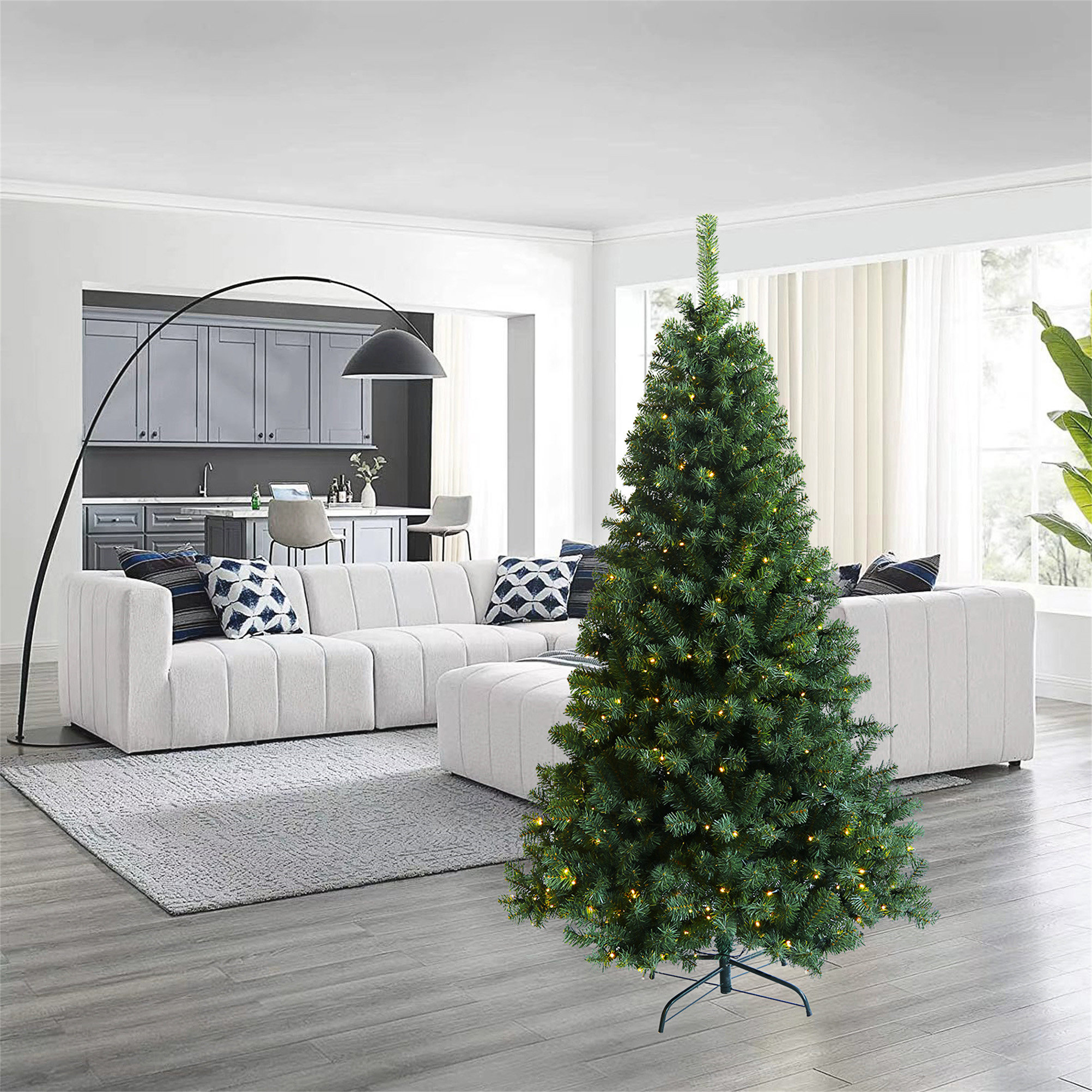 The Holiday Aisle® Pre-Lit Christmas Tree 6Ft Artificial Hinged Xmas ...