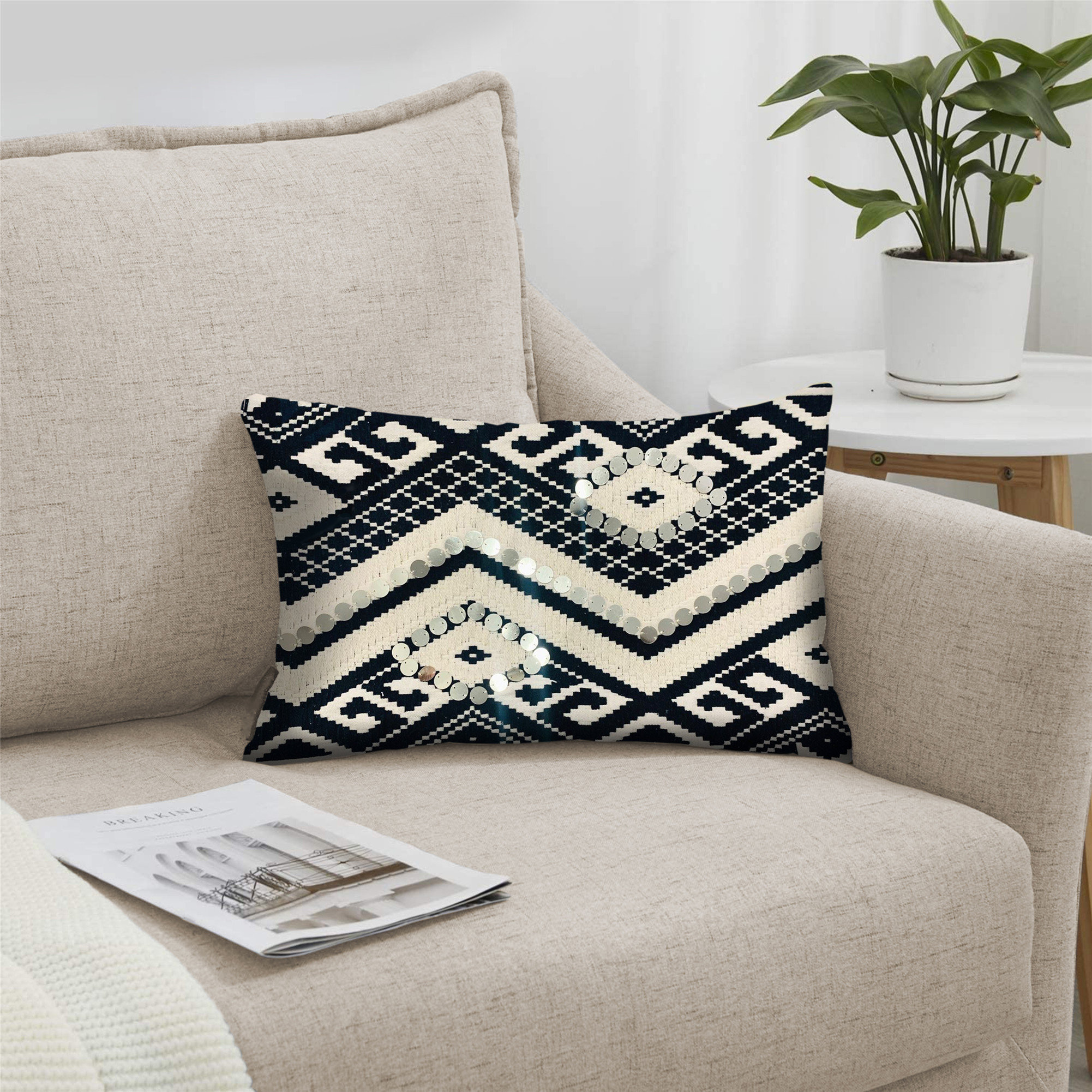 The Urban Port 12 X 20 Rectangular Cotton Accent Lumbar Pillow, Classic ...