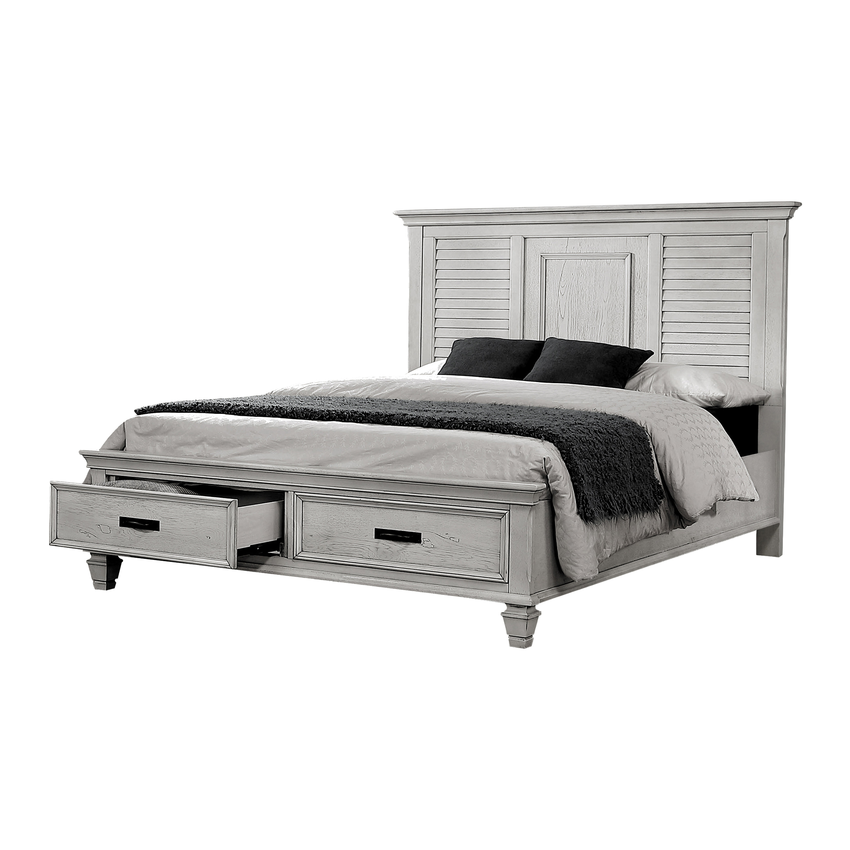 Rosalind Wheeler Harsukh Platform Storage Bed in Antique White | Wayfair