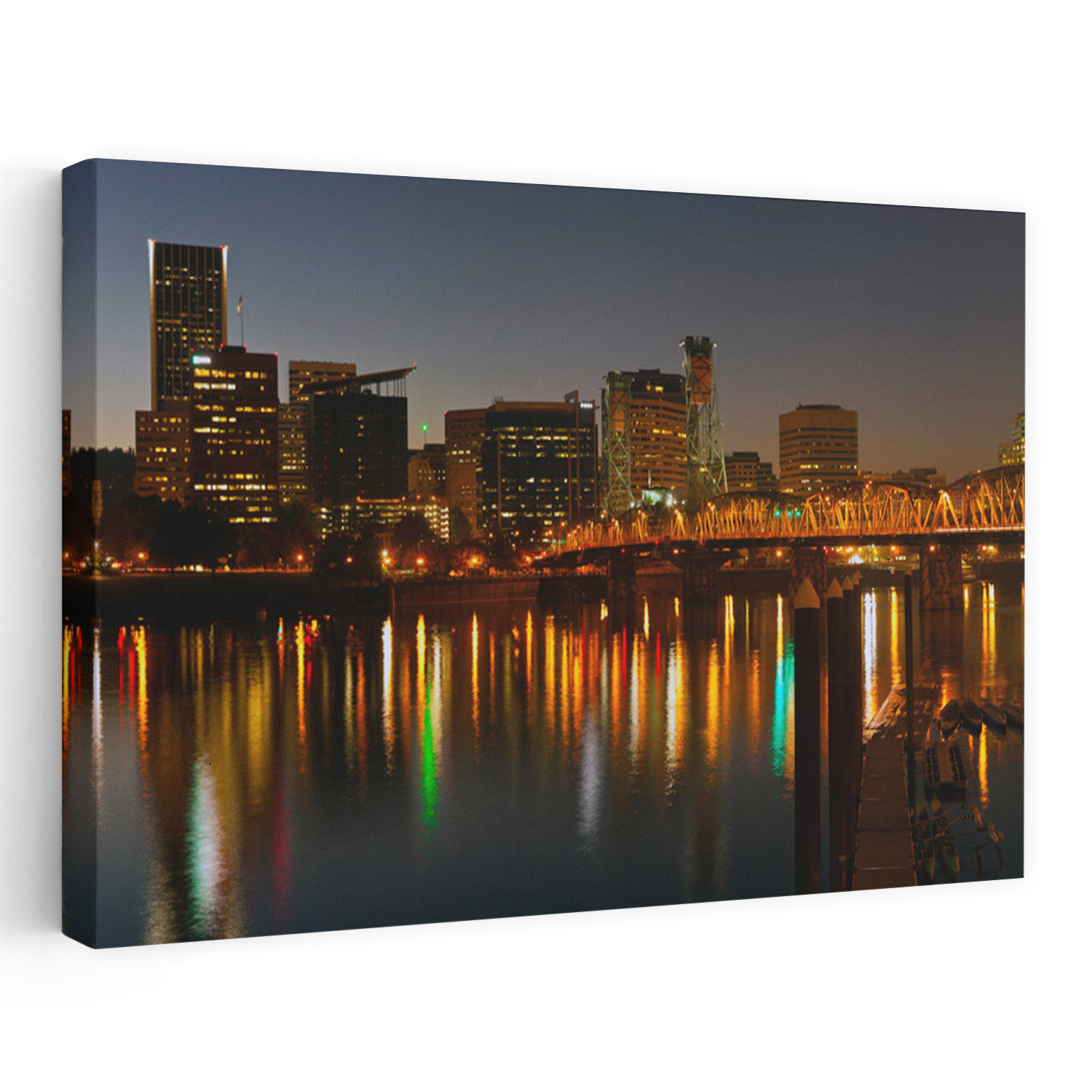 Latitude Run® Skyline With City Light At Night Portland Multnomah ...
