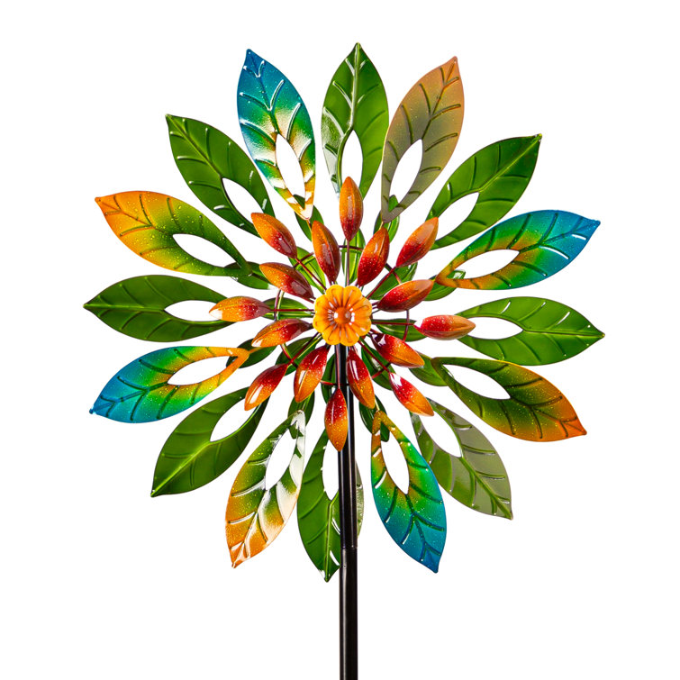 Arlmont & Co. Salita 75"H Multi Color Leaf Wind Spinner | Wayfair
