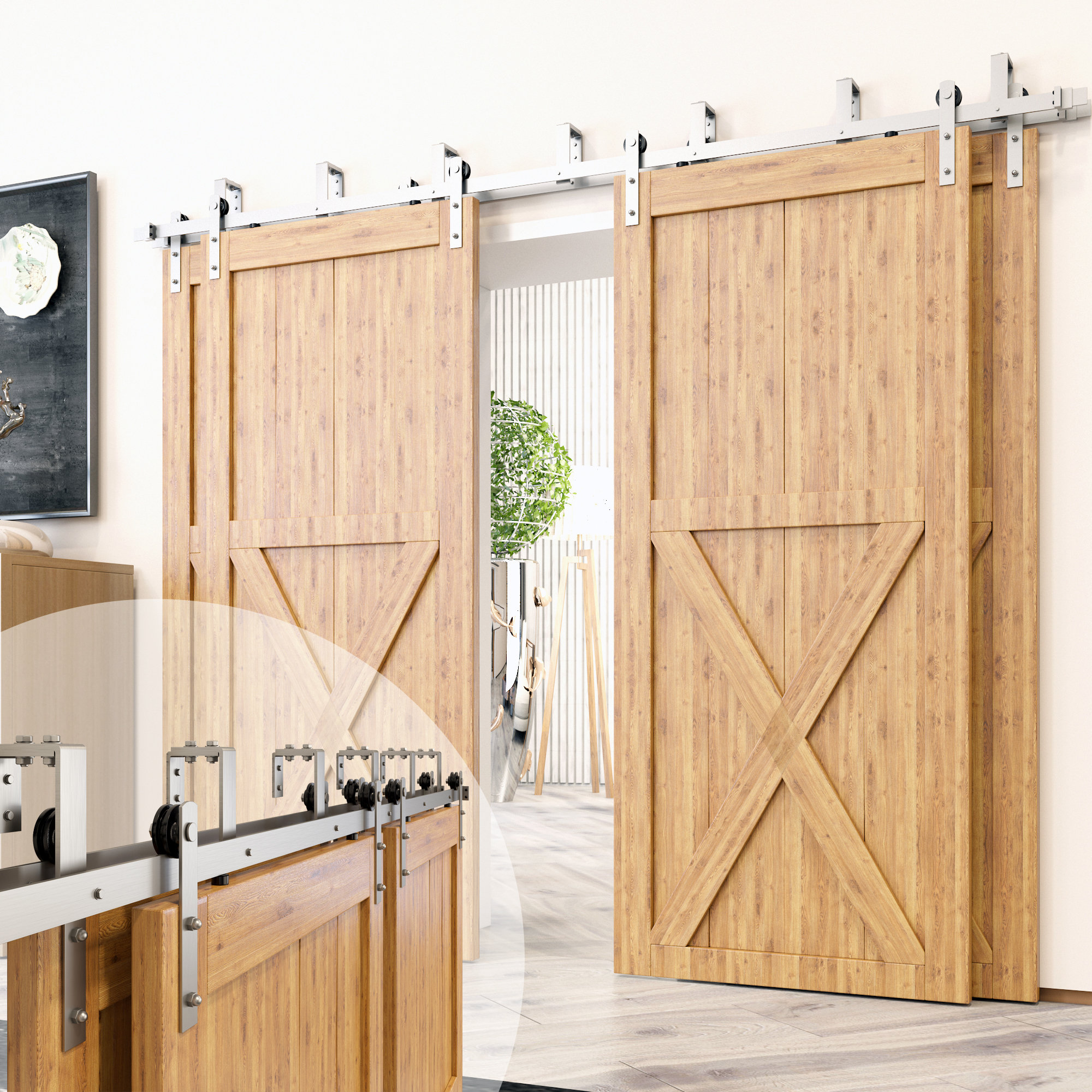 Homacer Brushed Nickel Straight Design Z Shape Brackets Double Track ...