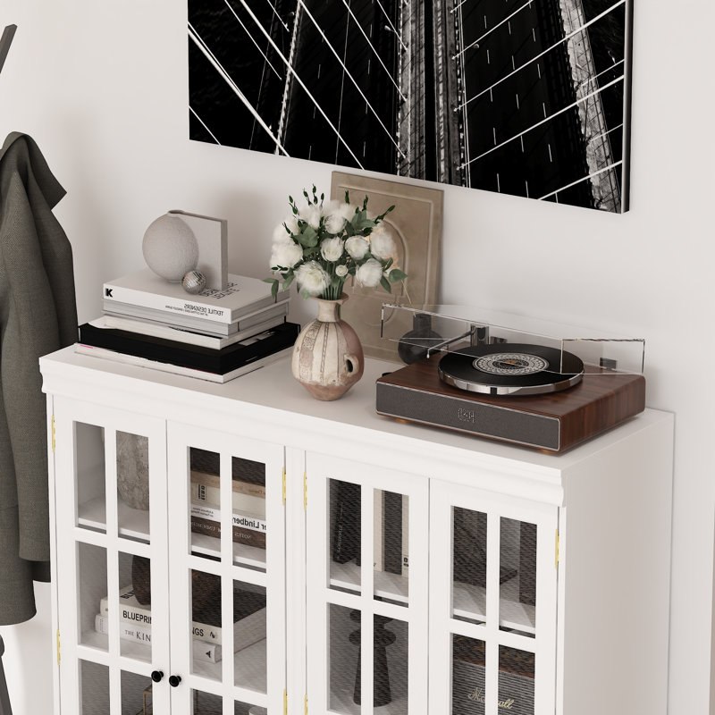 Lark Manor™ 47.2 '' Four-Layer Square Combatable Bookcase With Glass ...