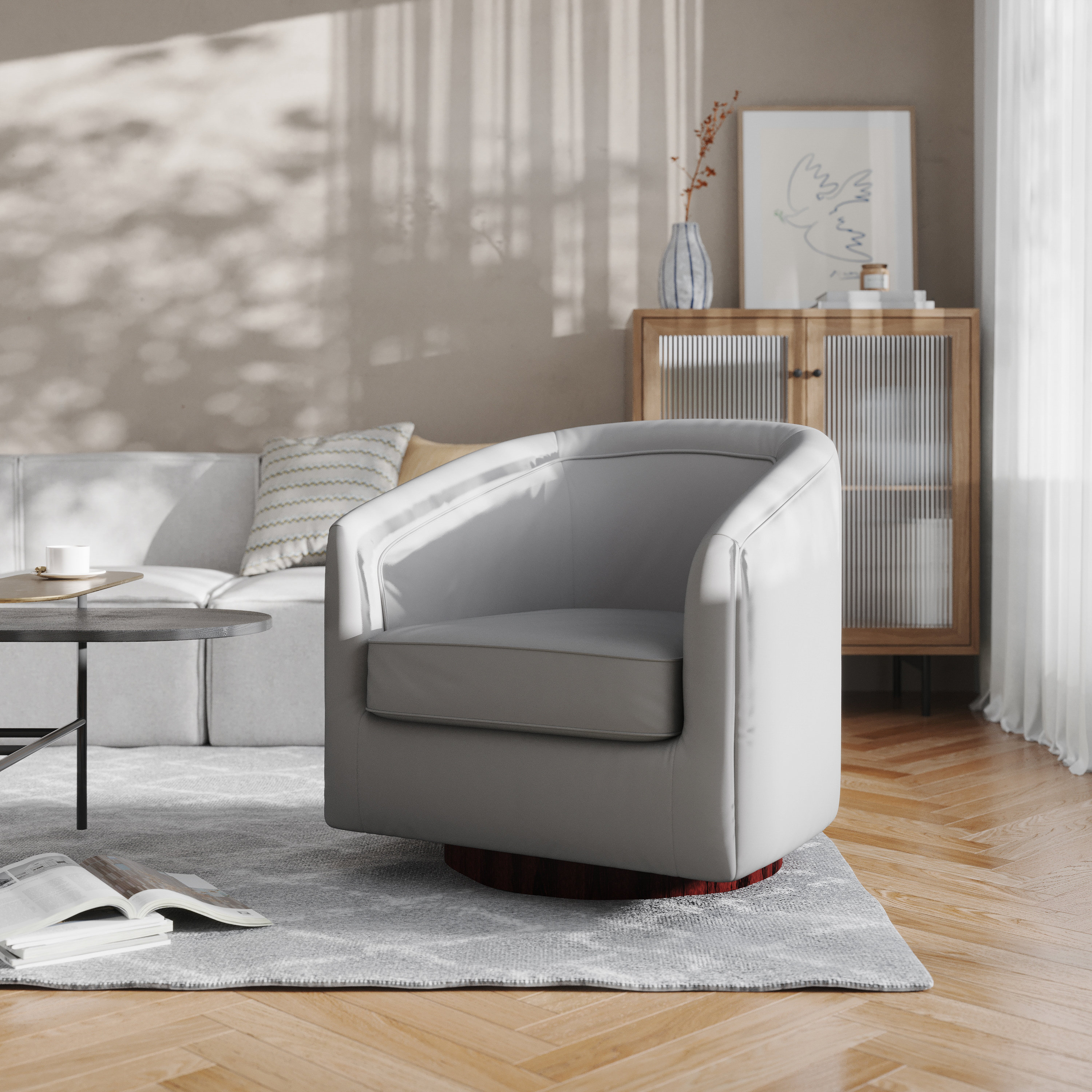 Wade Logan® Byran Faux Leather Swivel Accent Chair | Wayfair