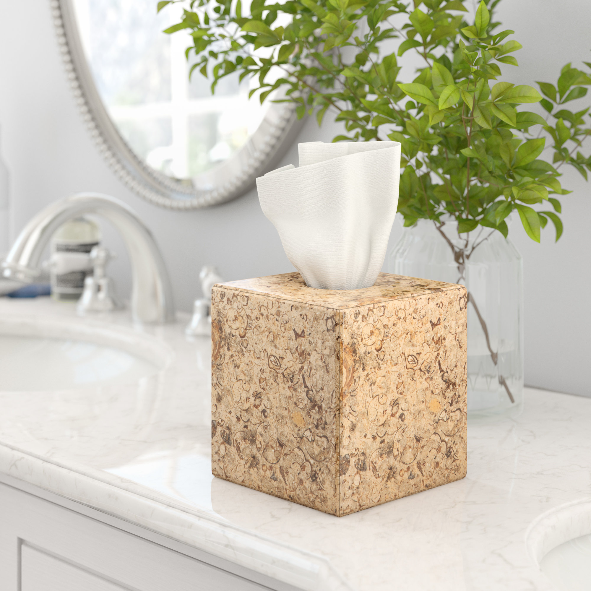 Fleur De Lis Living Ransome Fossil Stone Tissue Box Holder & Reviews ...
