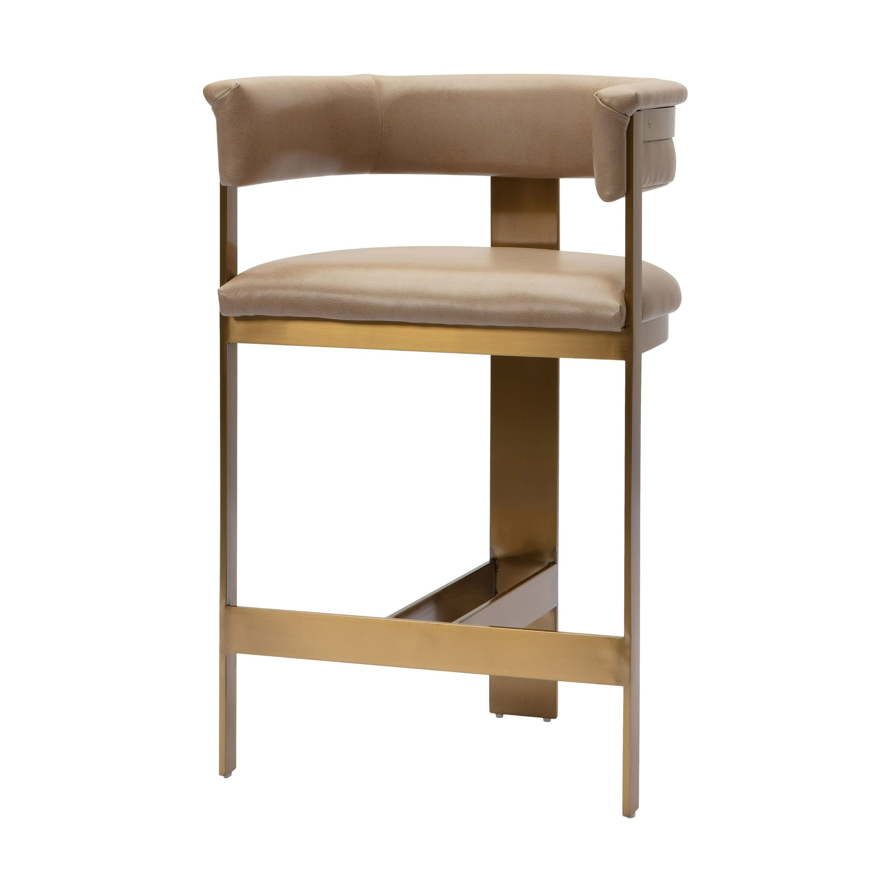 Brayden Studio® Ferol - Modern Brown Faux Leather + Gold Counter Chair ...