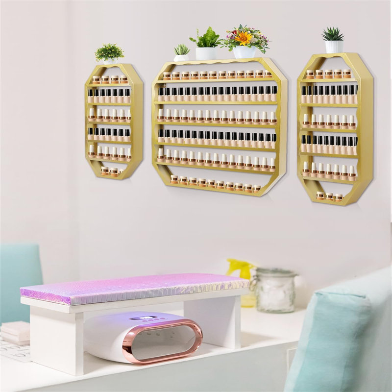 Everly Quinn Metal Wall Mounted Nail Polish Storage Rack | Wayfair