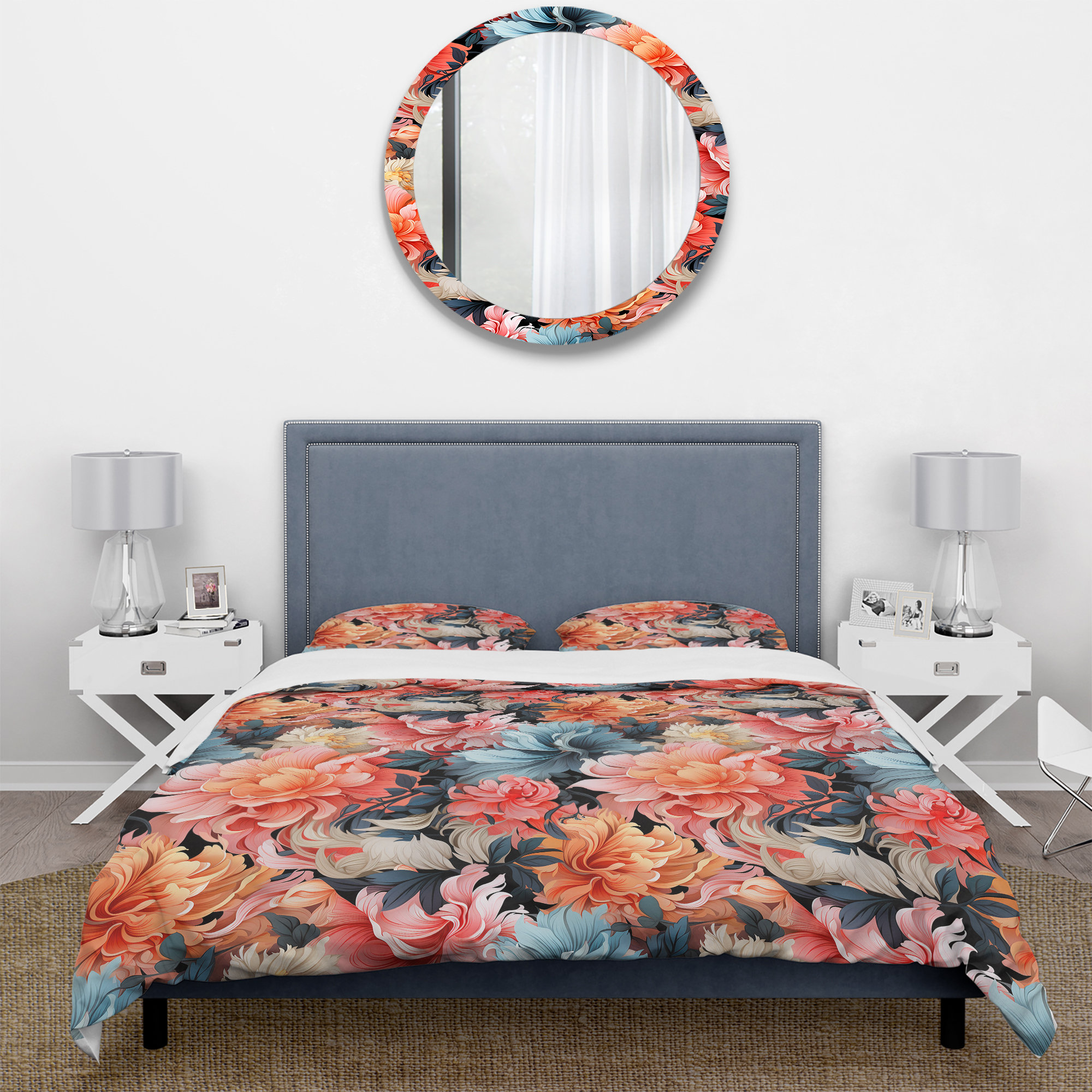 Design Art Pink Rebel Soul Floral Pattern - Floral Duvet Cover Set ...