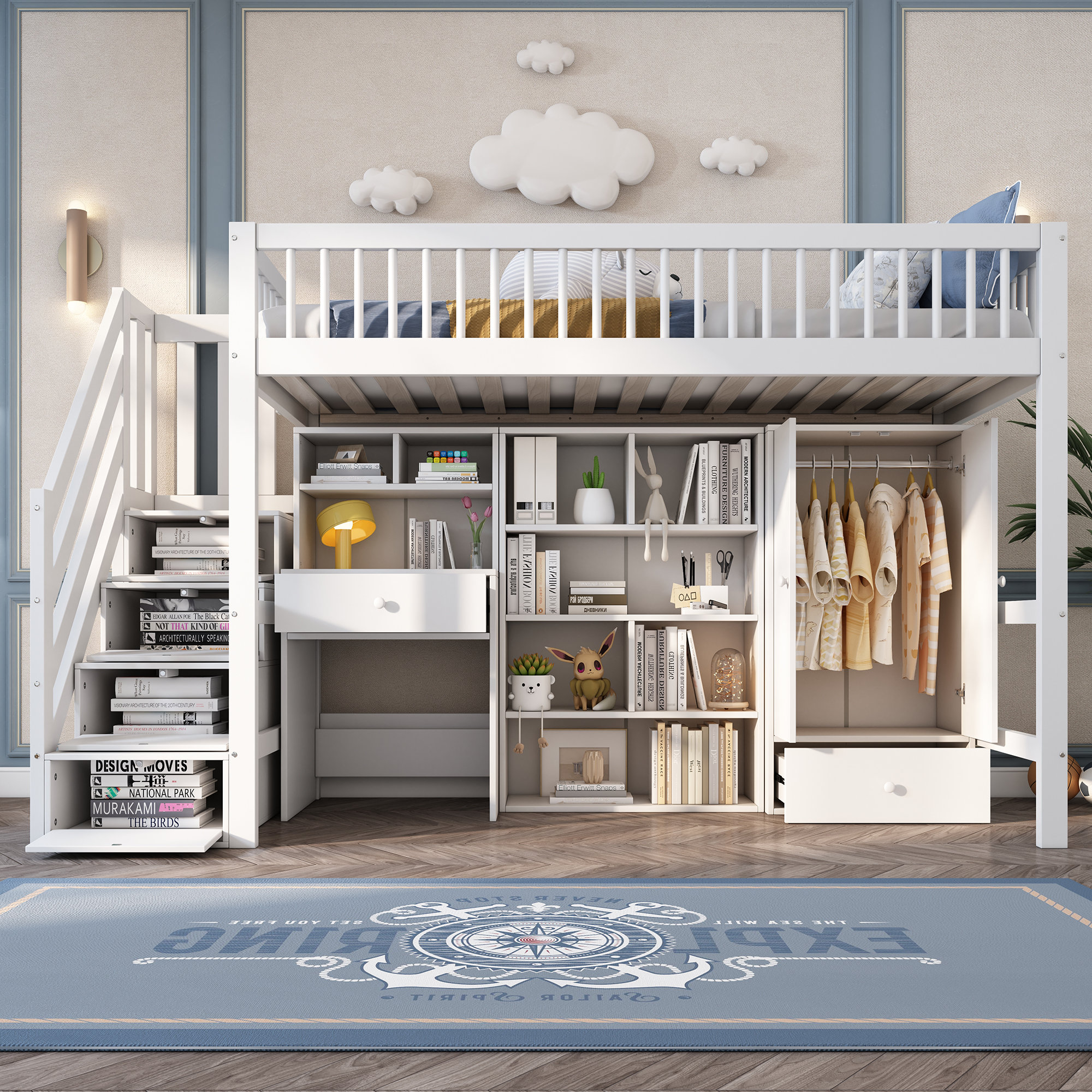 Ebern Designs Kids Study Bed With Desk & Stairs | Wayfair.co.uk