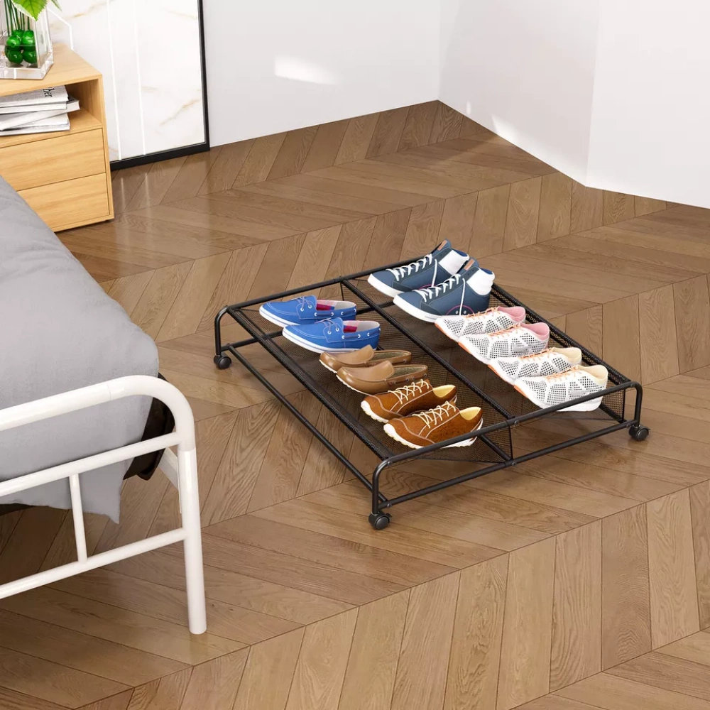 Rebrilliant Under Bed Shoes Storage Organizer Rolling Wheels Container ...