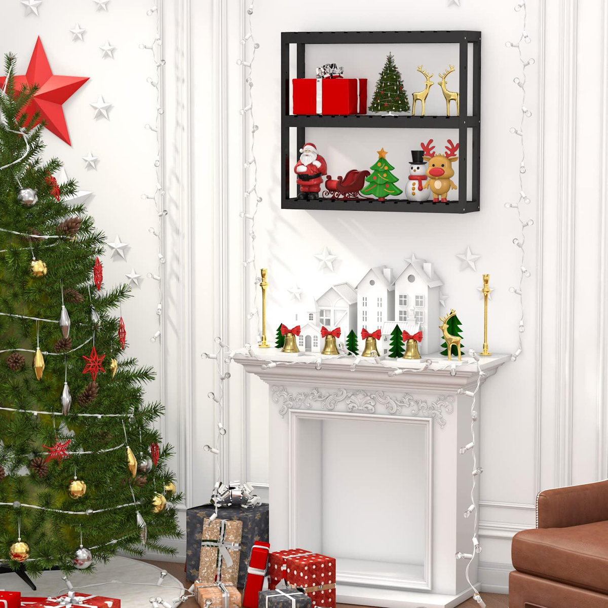 Rebrilliant Bathroom Shelves - 3 Tier Wall Mounted Bamboo Bathroom ...