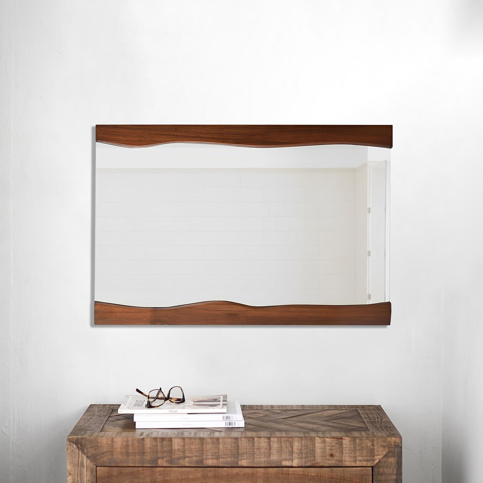 Millwood Pines Asymmetrical Wood Frame Wall Mirror - Wayfair Canada