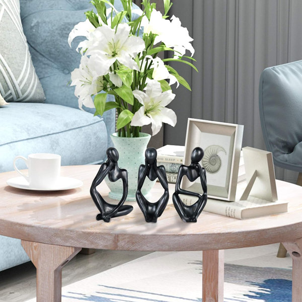 Wrought Studio The Thinker Statue Set Mini Abstract Resin Thinker ...