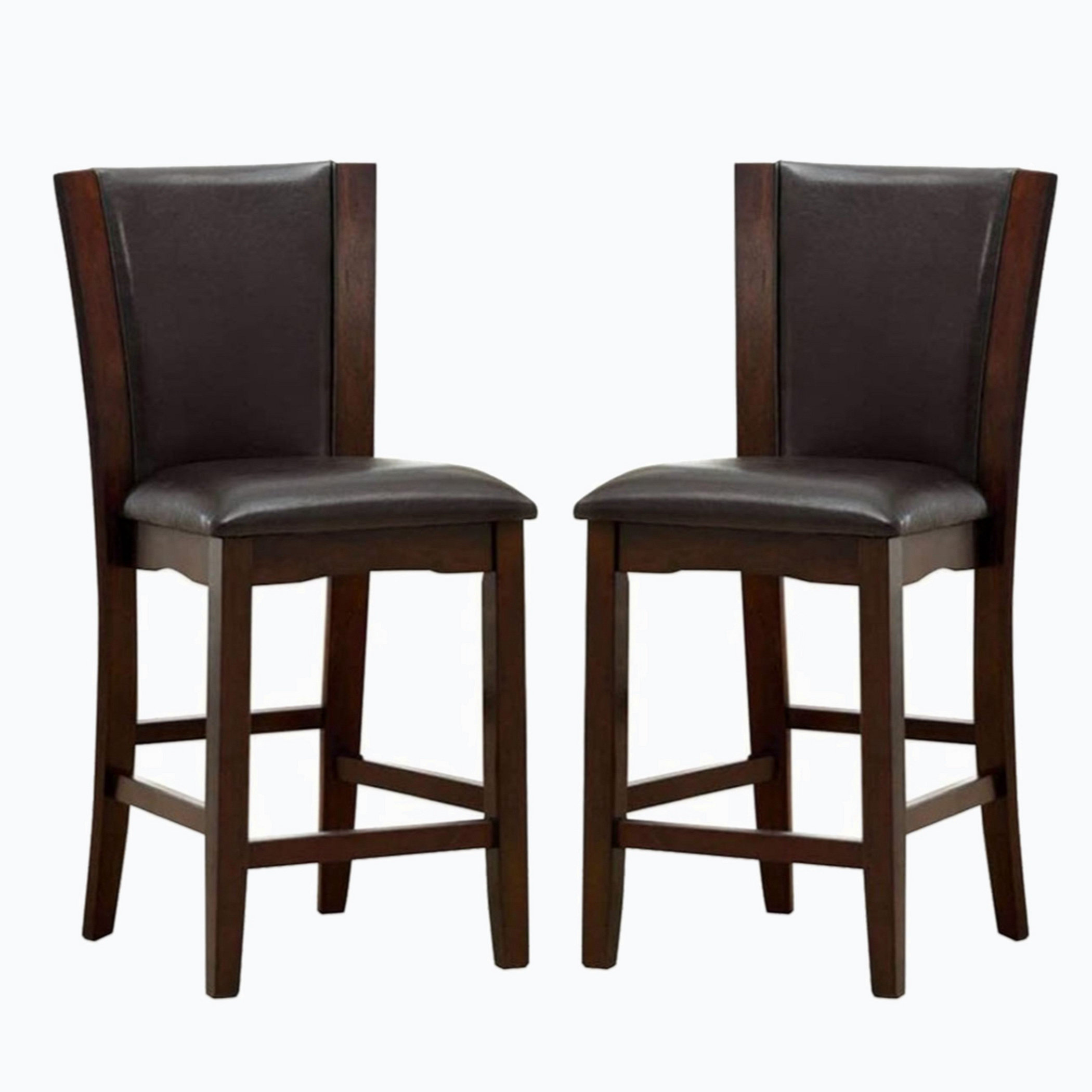 Wenty Set Of 2 Padded Leatherette Counter Height Chairs In Dark Cherry ...