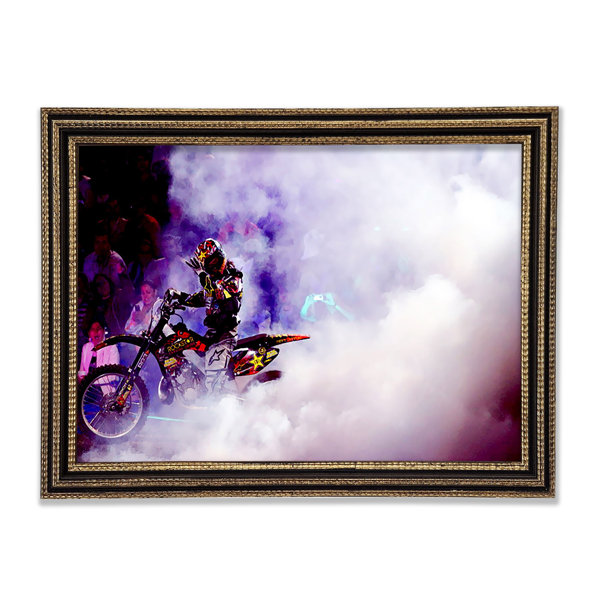 Ebern Designs Motorcross Stunt Driver - Single Picture Frame Print ...