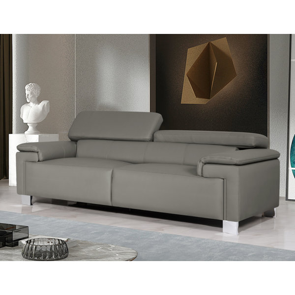 Ivy Bronx Chavely Genuine Leather Pillow Top Arm Sofa & Reviews ...