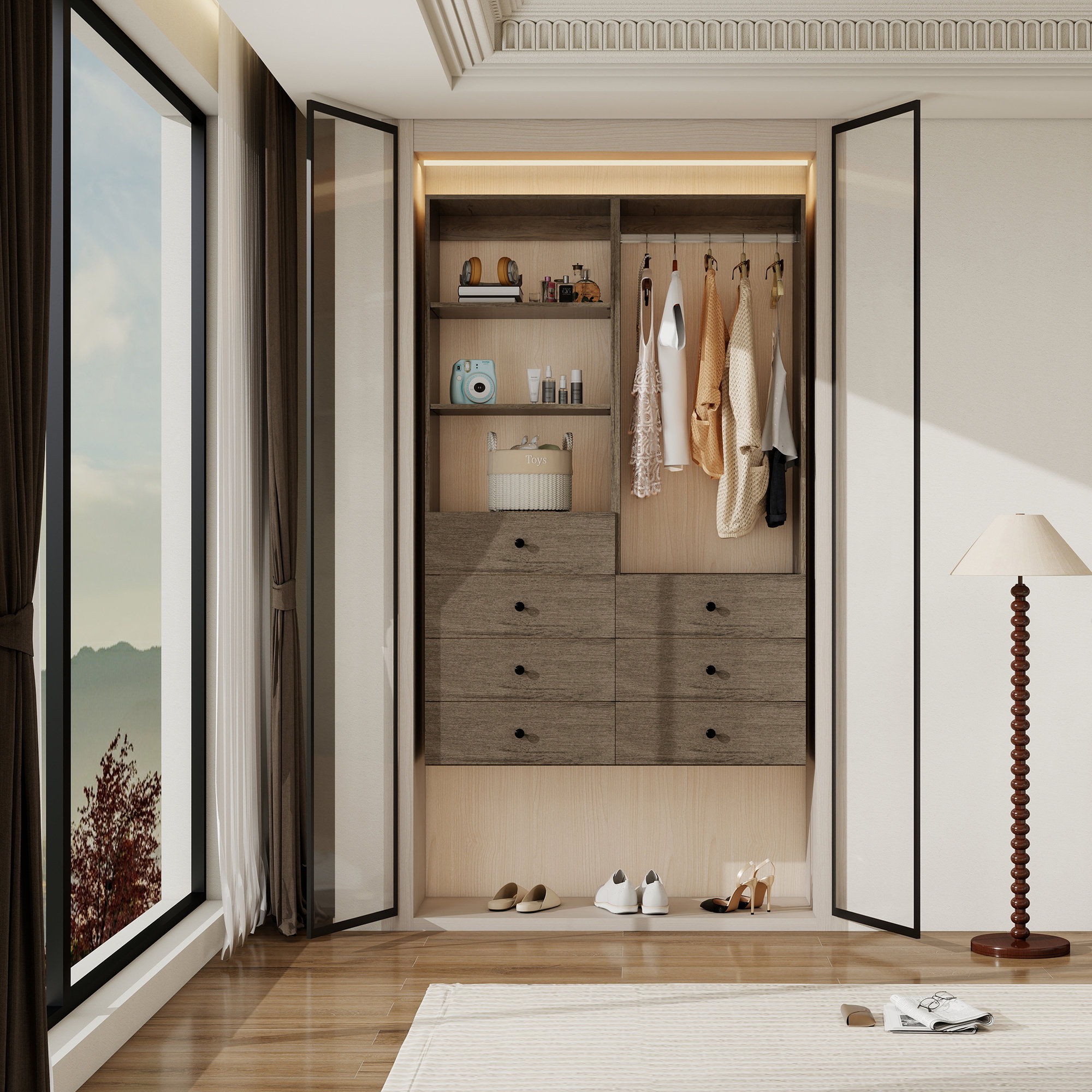 Latitude Run® Modern Walk in Closet System with Drawers and Shelves ...