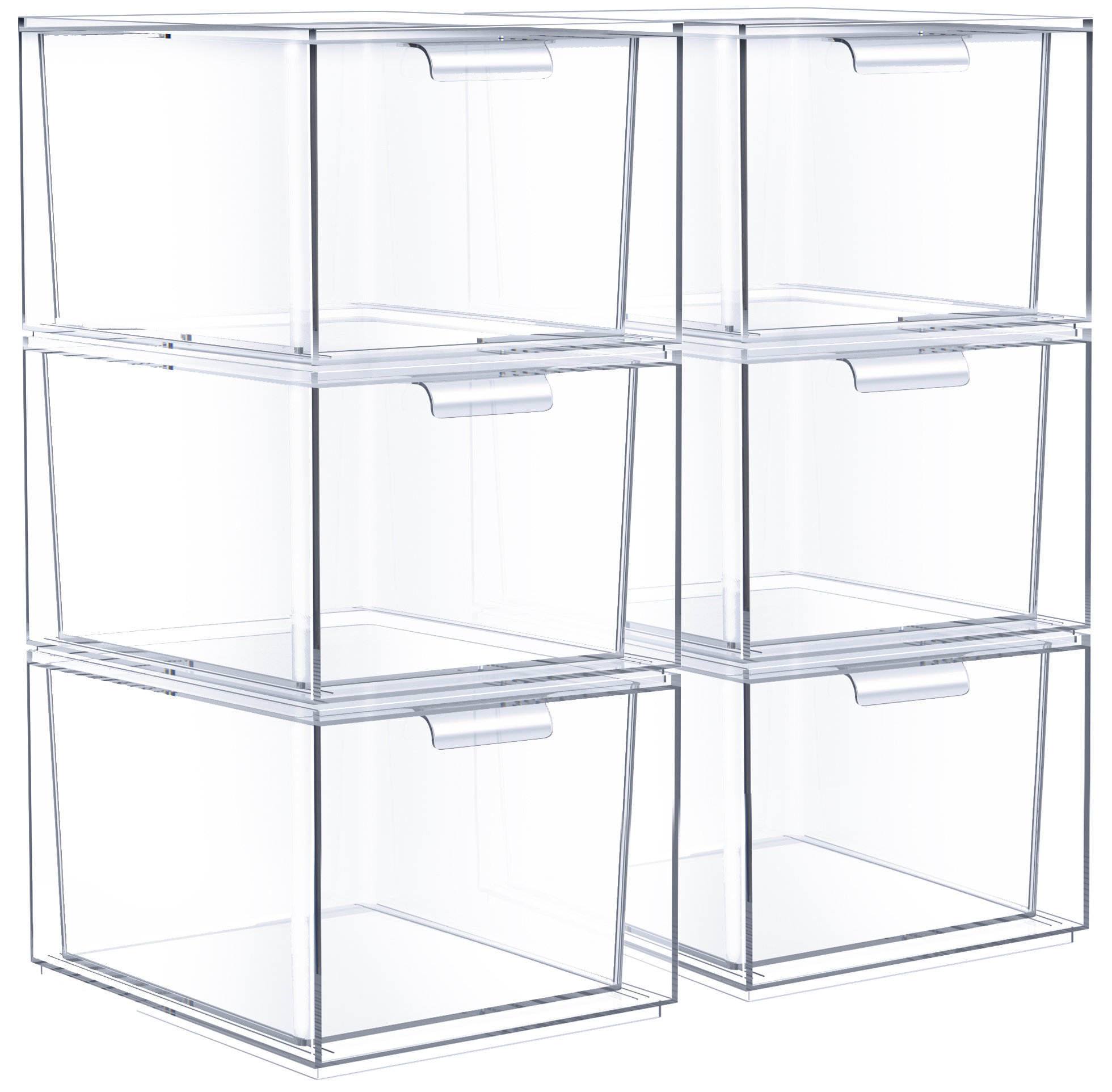 Sorbus 6 Pack Clear Stackable Acrylic Kitchen and Bathroom Drawer ...