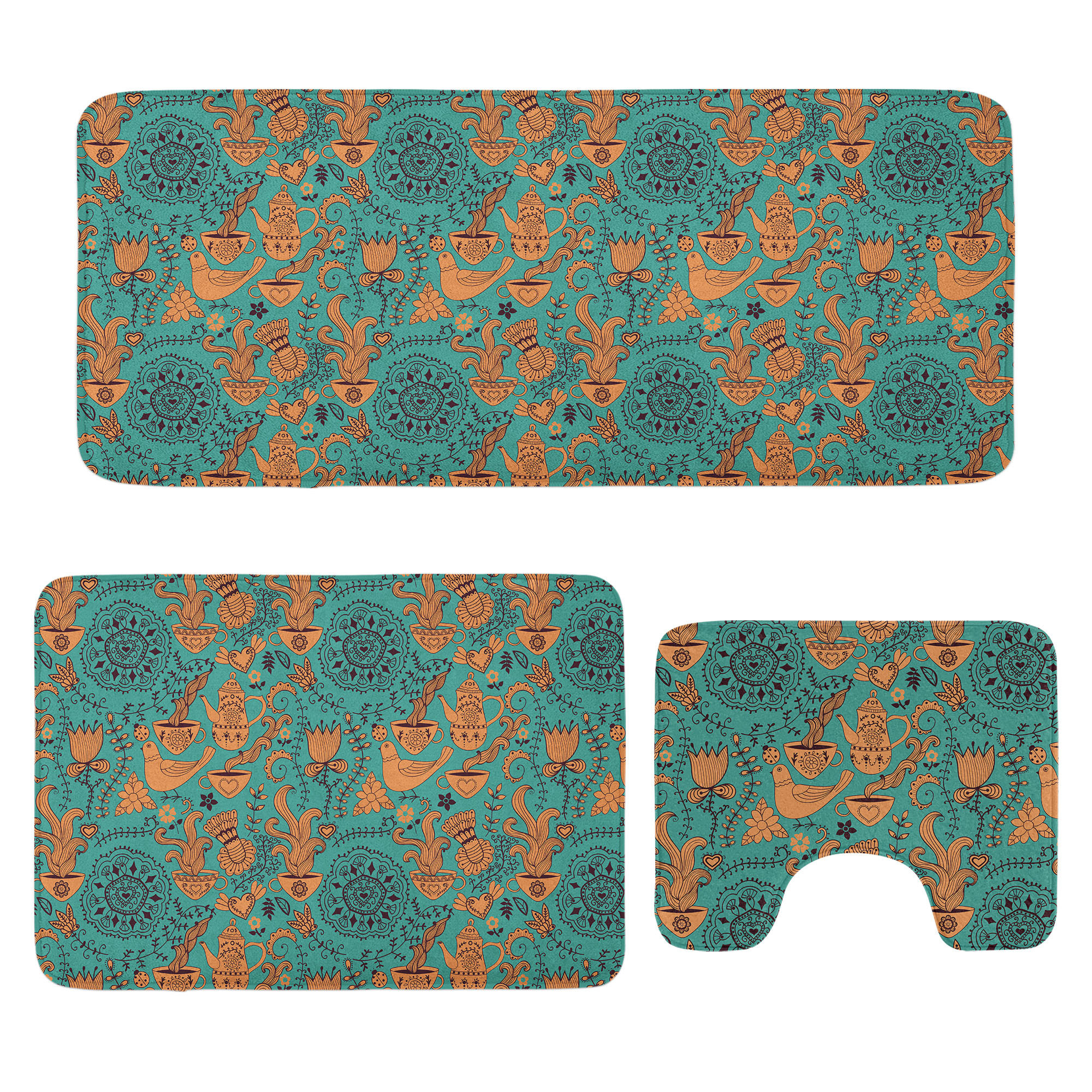 East Urban Home Vintage Bathroom Rug Set 3 Pieces U-Shape & Rectangle ...