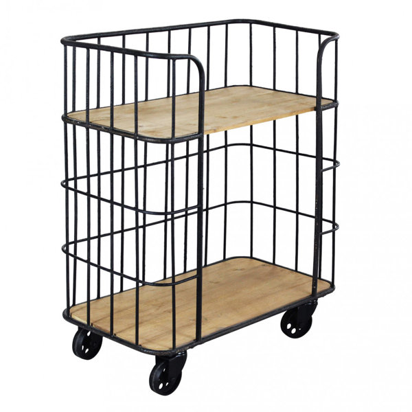 Williston Forge Aniruddh 87cm H x 72cm W Wood Book Cart Bookcase ...