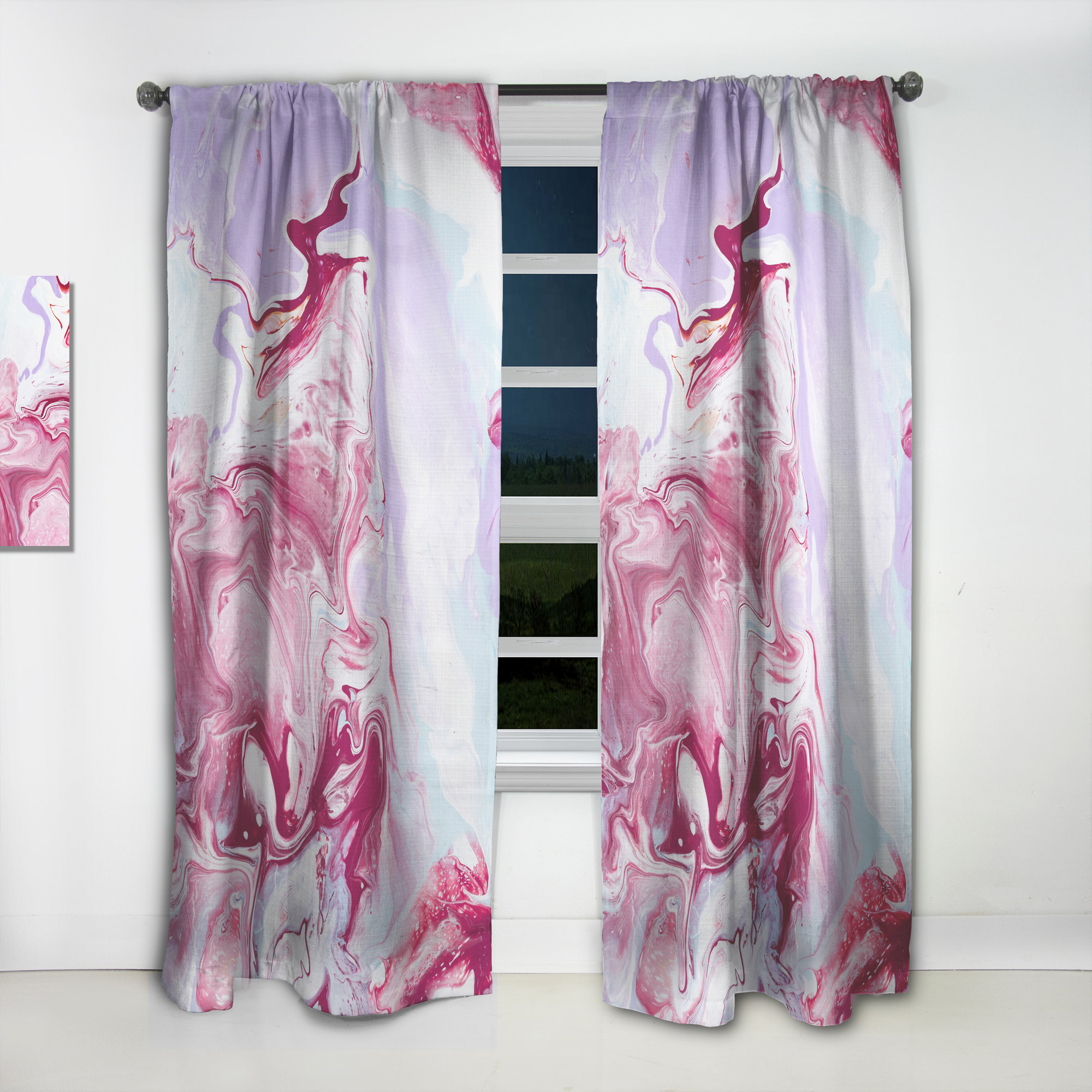 Orren Ellis Melini Abstract Semi-Sheer Thermal Rod Pocket Curtain ...