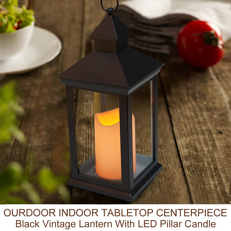 BEACHWATER POOL & SPA, LLC 2-Pack 14" Decorative Candle Lantern Black ...