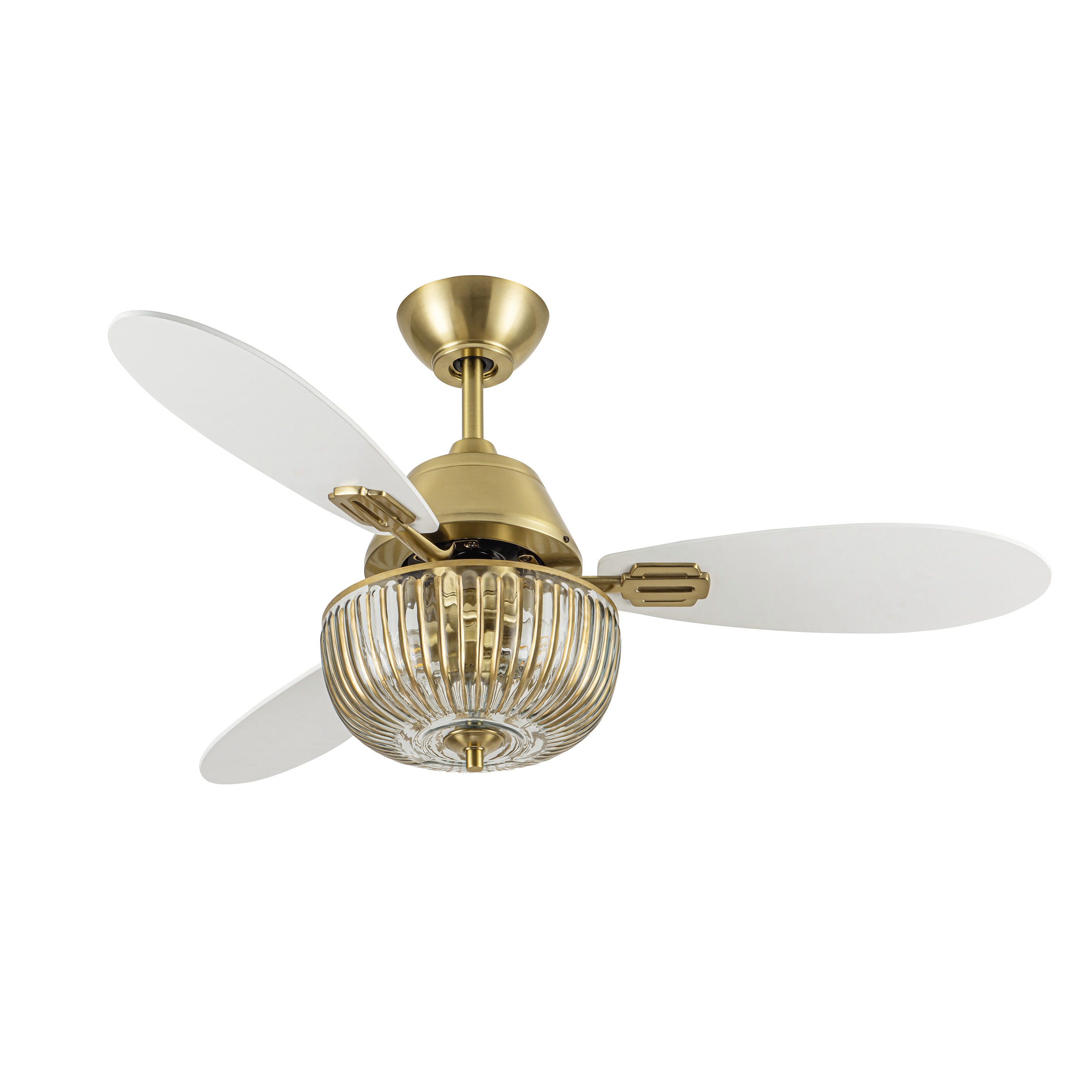 Mercer41 42"W Braxton LED Indoor Clear And Gold Glass Ceiling Fan With ...
