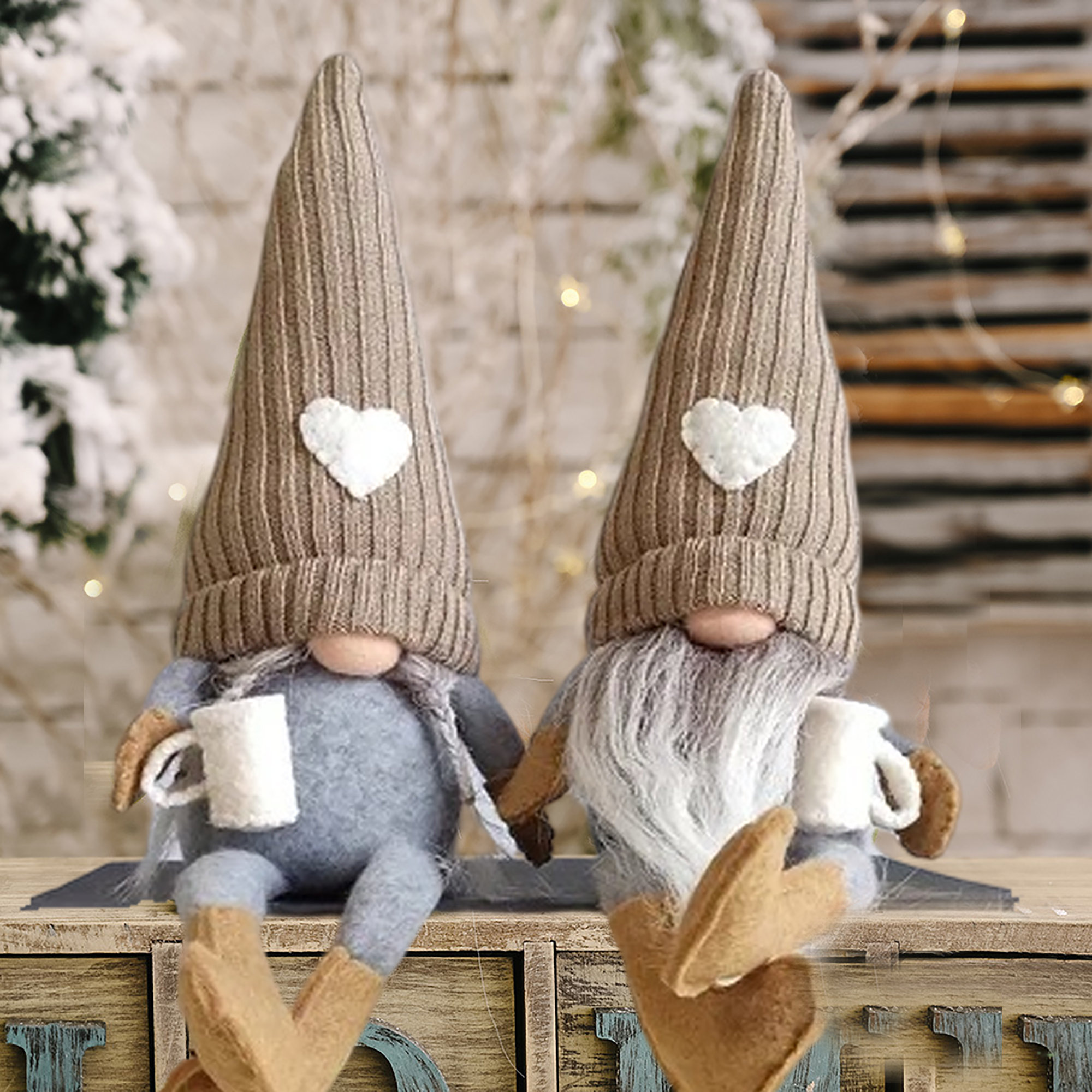 The Holiday Aisle® Knitted Christmas Decorations Couples Faceless ...