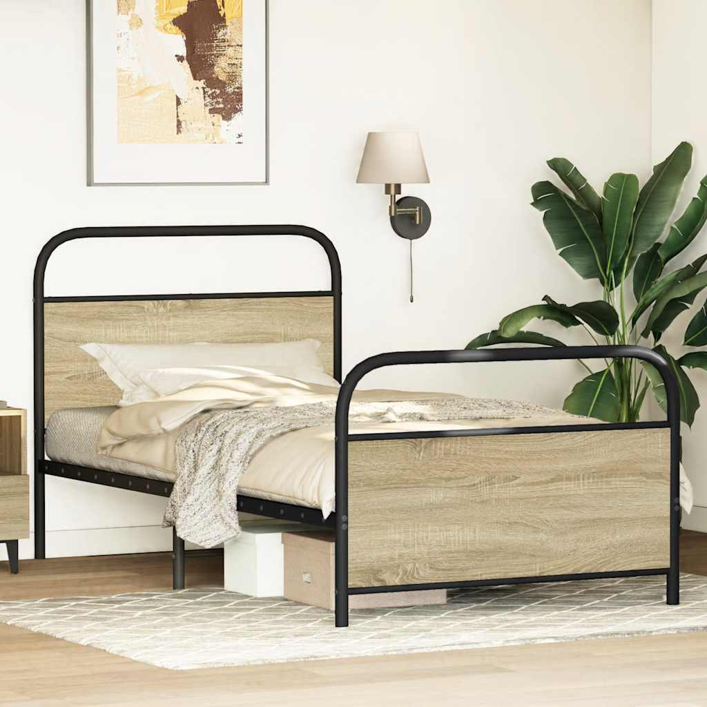 17 Stories Bed Frame Steel, Engineered Wood Bed Frame | Wayfair
