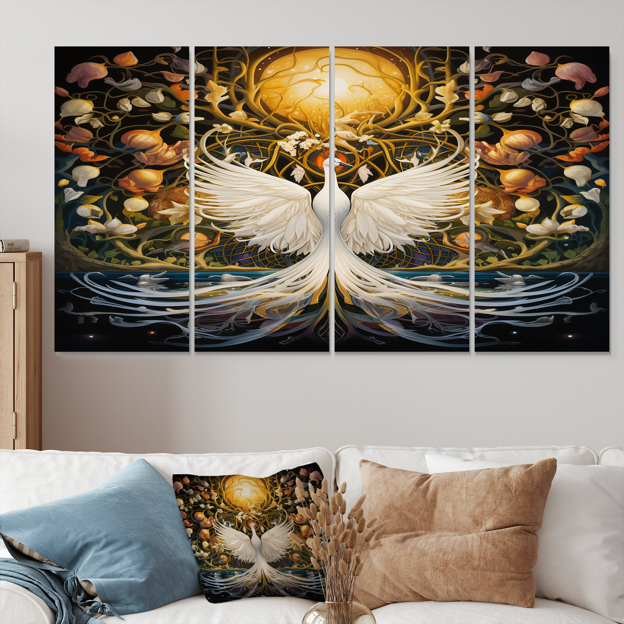 Design Art Celestial Grace Of The White Swan - Swans Animal Wall Art ...