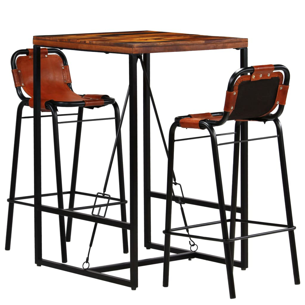 17 Stories Bar Set Multicolor Solid Reclaimed Wood Standard Industrial ...