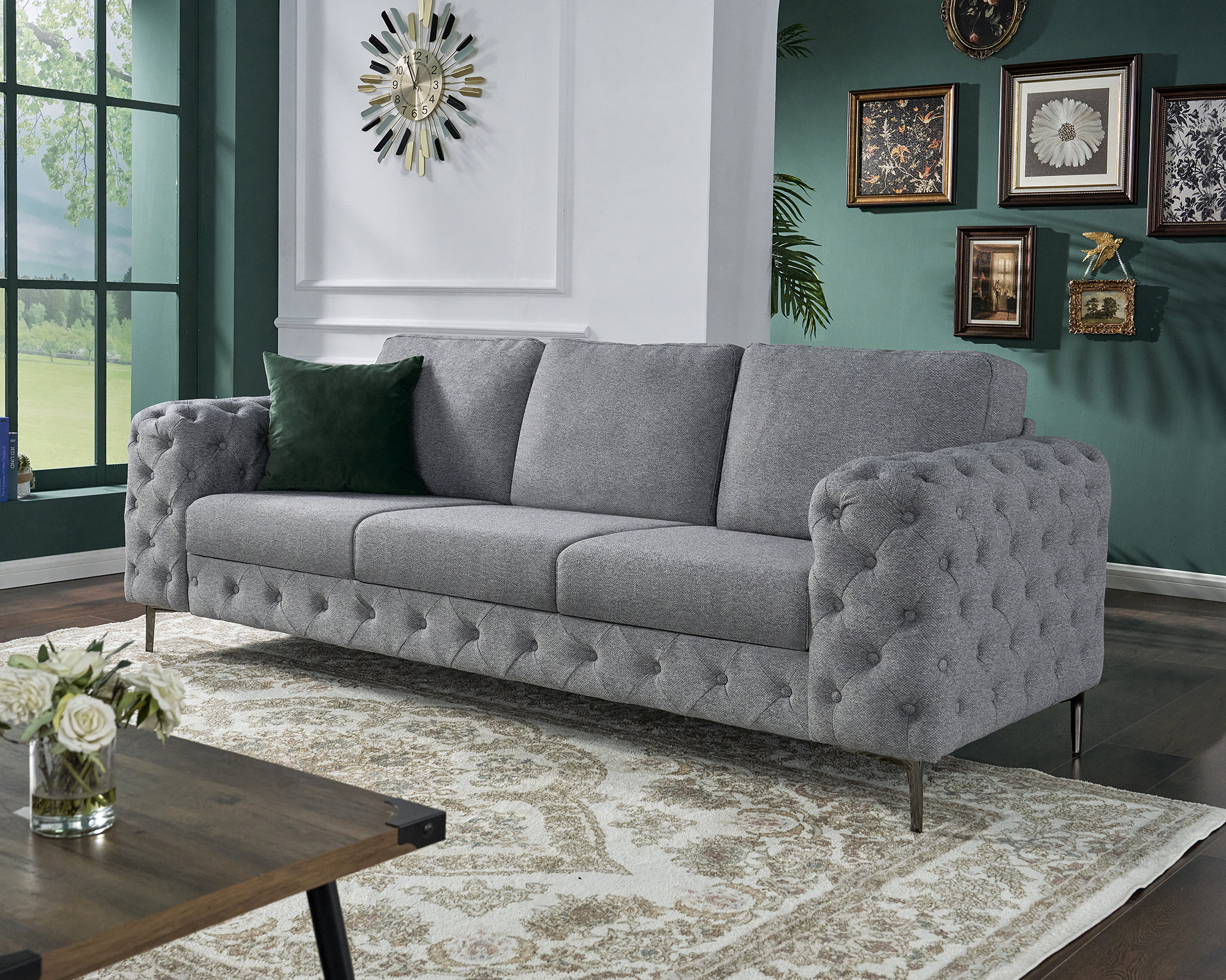 Ivy Bronx 92 inch Sofa Couch,Modern Oversized 3 Seater Sofa with Wide ...