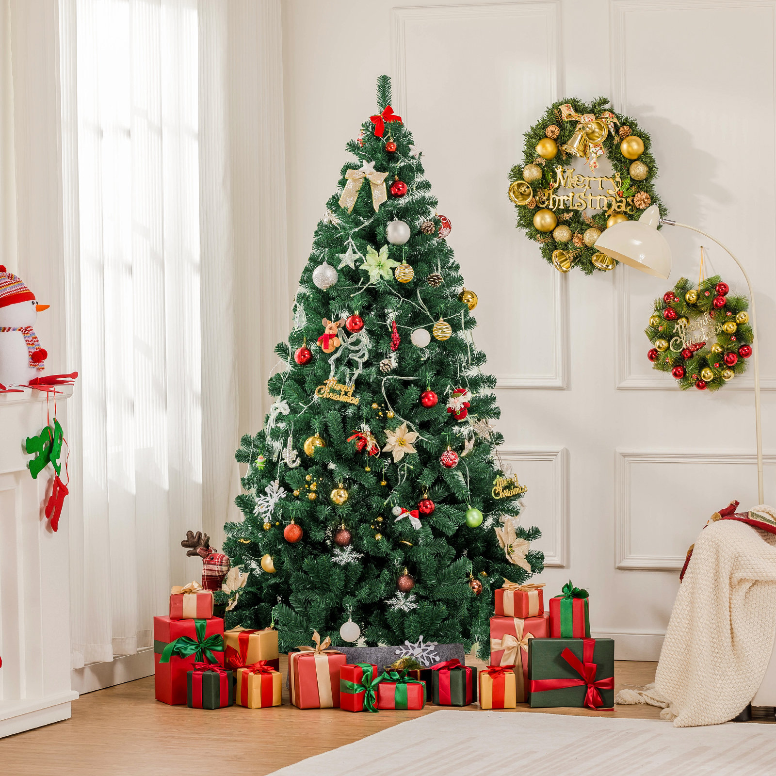 The Holiday Aisle® Pine Christmas Tree, Artificial Hinged Holiday Pine ...