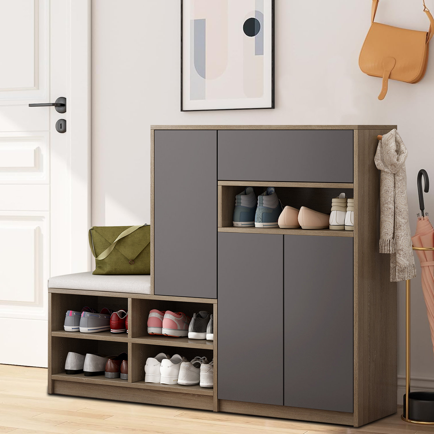 Hokku Designs Multi-Functional Shoe Storage Cabinet with Seat Cushion ...