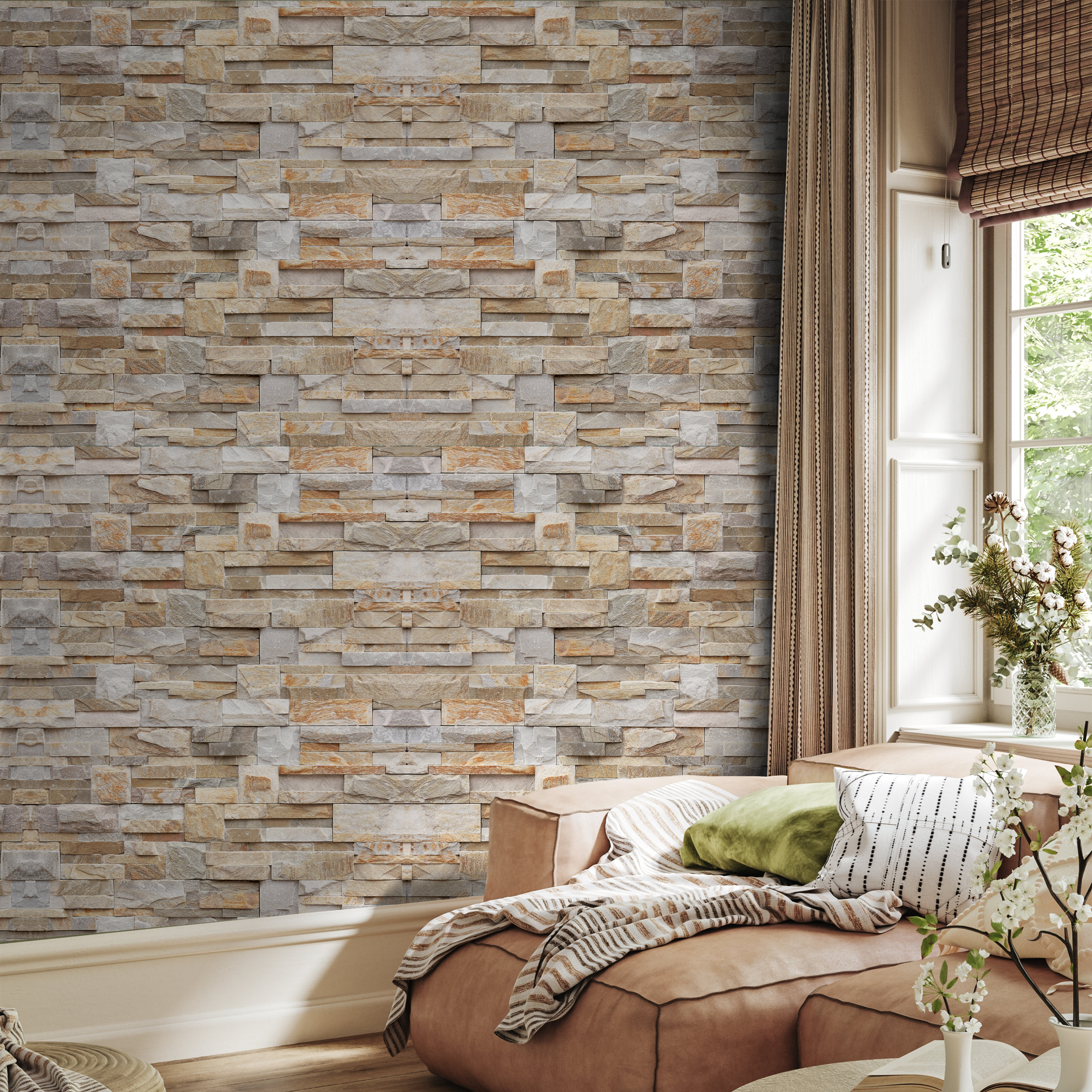 rustic grey brick wallpaper