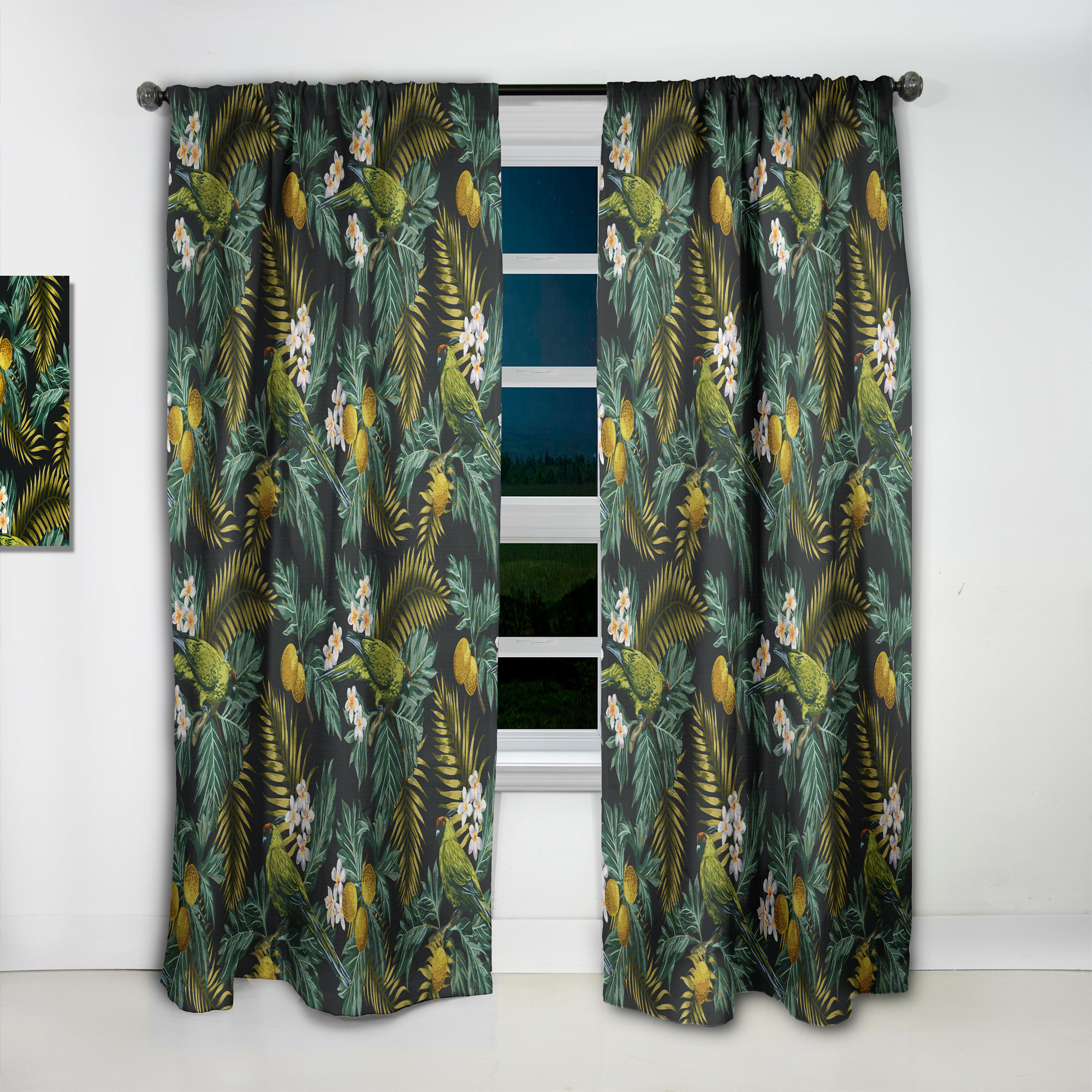 East Urban Home Tropical Leaves Green pattern Curtain - Blackout ...