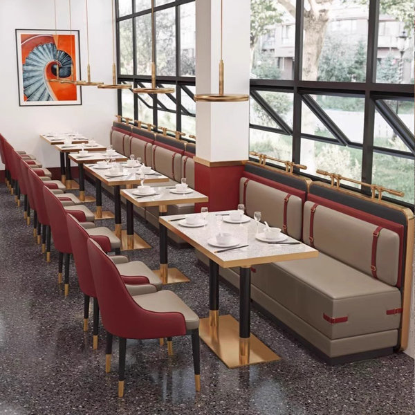 Canadian Linen Light Luxury Restaurant Creative Booth Benches Faux ...