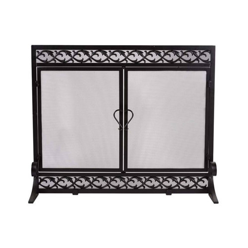 Lark Manor Akiera Small Iron Scrollwork Fireplace Screen With Two Doors ...