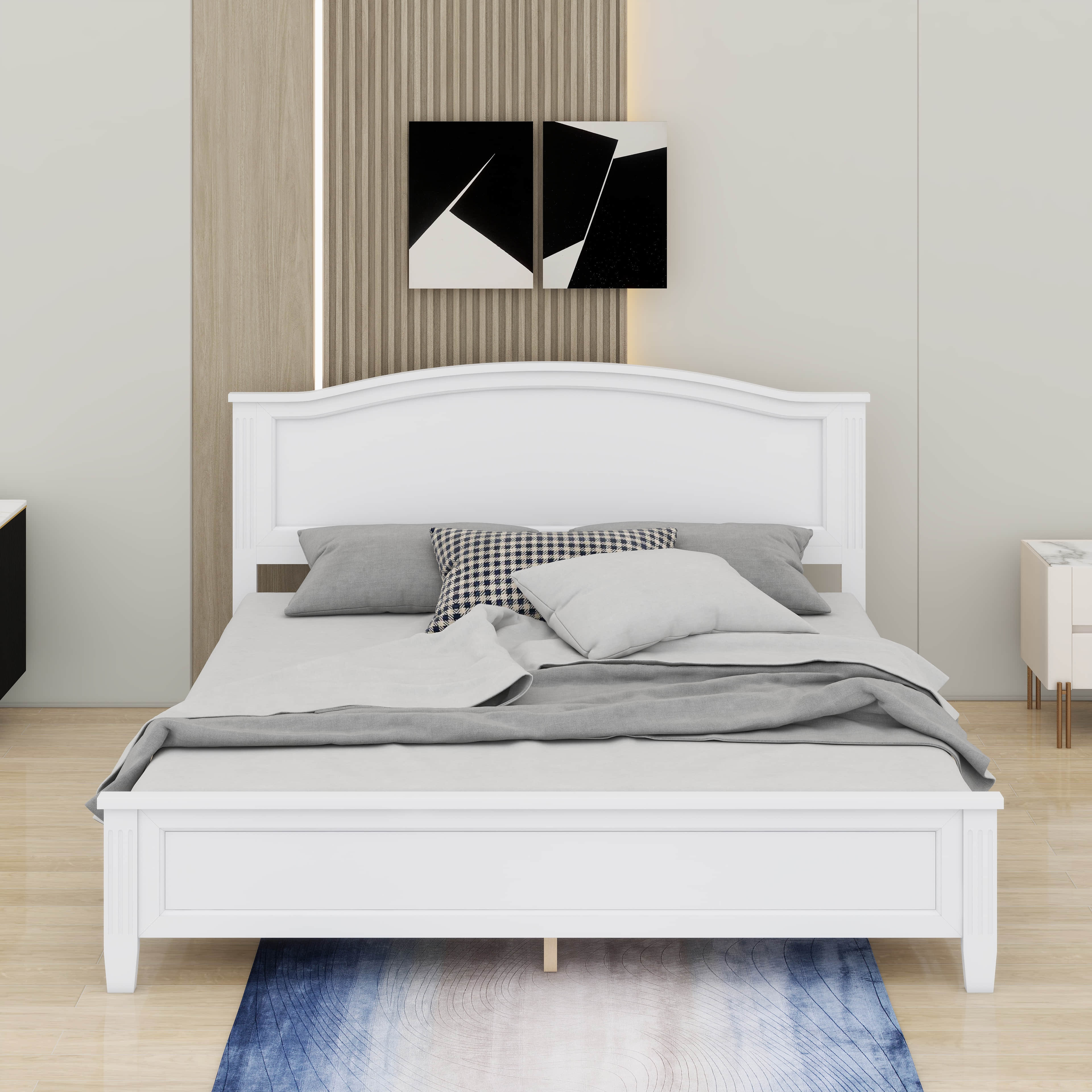 Latitude Run® Platform Bed With Headboard And Legs For Support, Retro ...