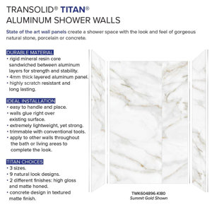 Transolid Titan 64'' W 48'' D 96'' H Glue Up Solid Surface Wall | Wayfair